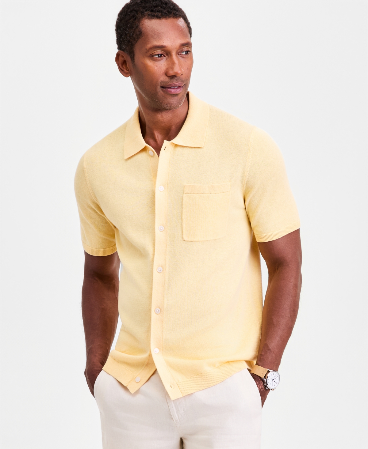 Click here for Club Room Mens Short-Sleeve Linen and Cotton Butto... prices