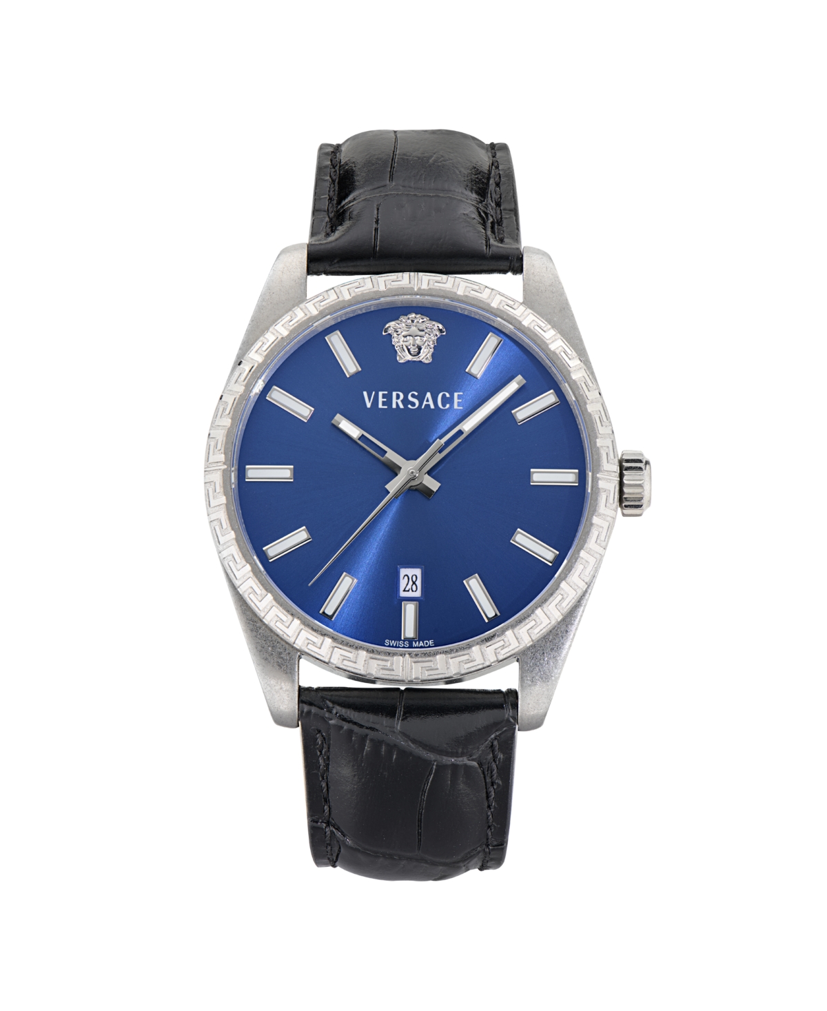 Click here for Versace Mens Millenyium Black Calf Leather Strap W... prices