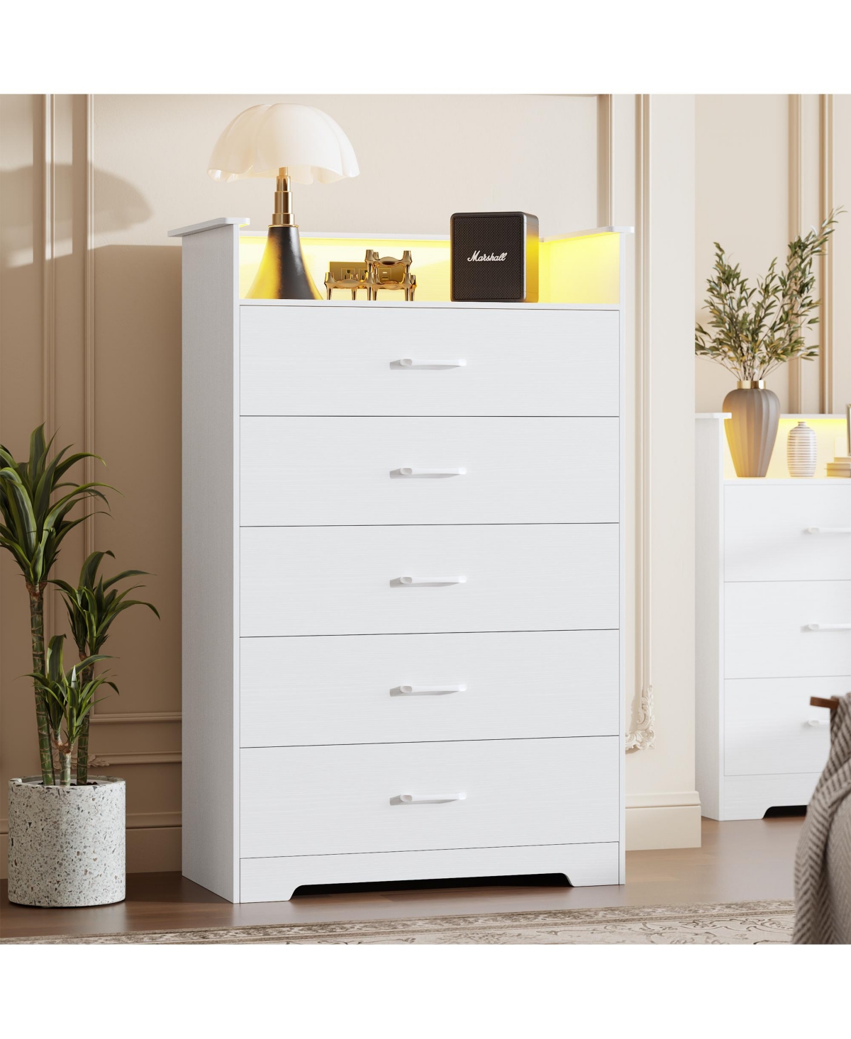 Click here for gaomon 5-Drawer Wooden Dresser with Led Lights and... prices