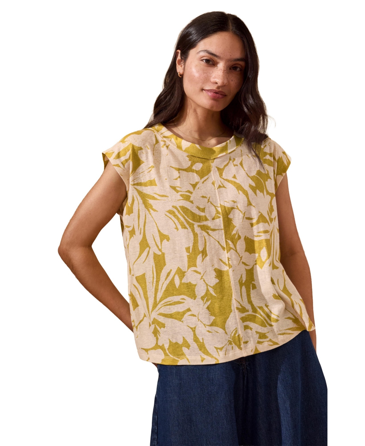Click here for Celtic & Co. Womens Sleeveless Floral Jersey Top -... prices