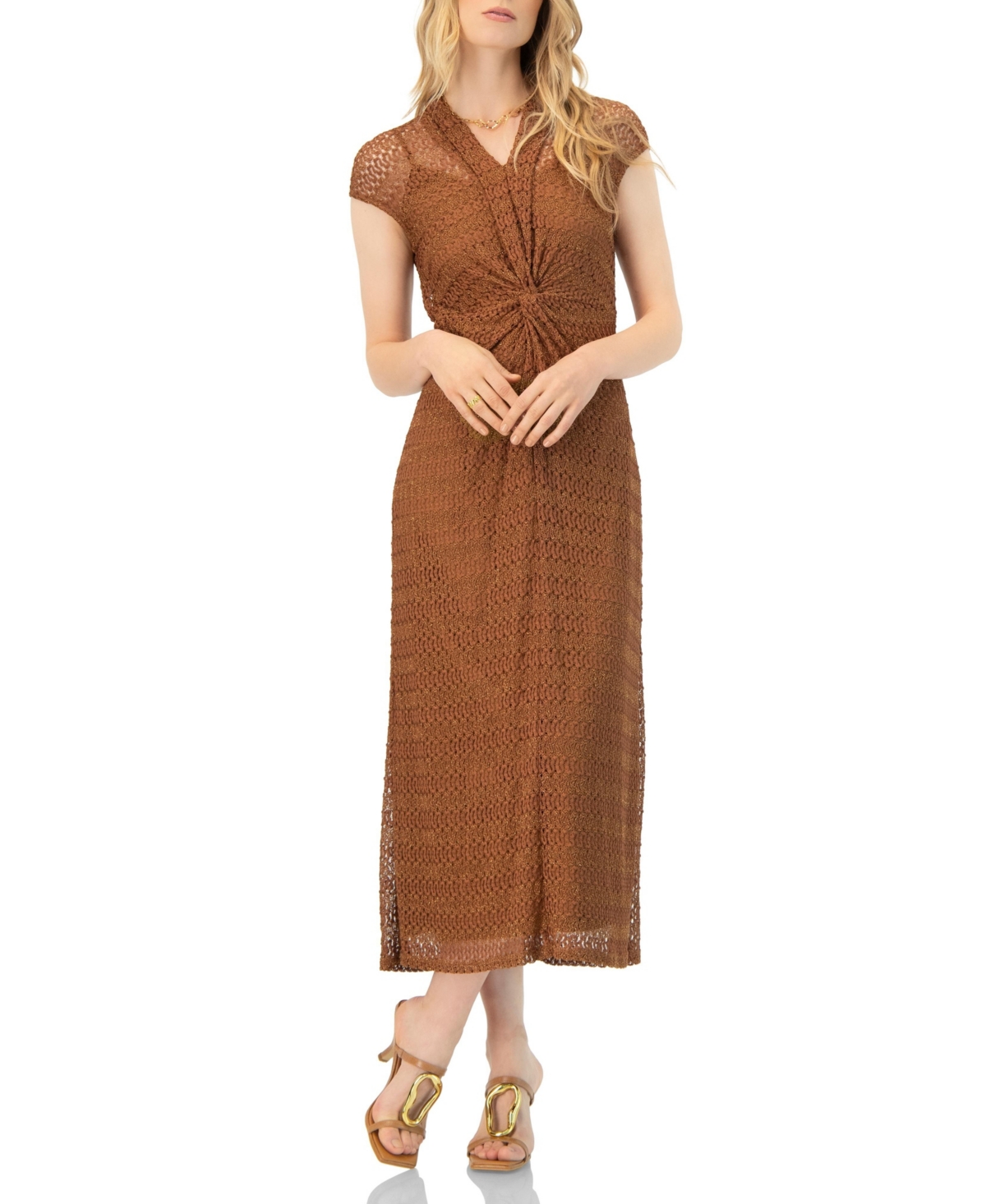 Click here for Ivonne Womens Long Knitted Off-Shoulder Dress - Br... prices