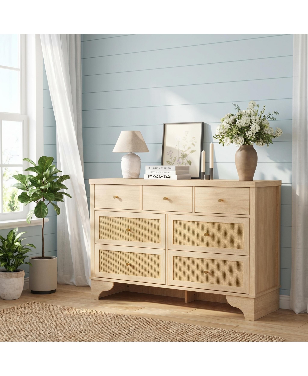 Click here for homfan Bohemian Natural Rattan Dresser with Multip... prices