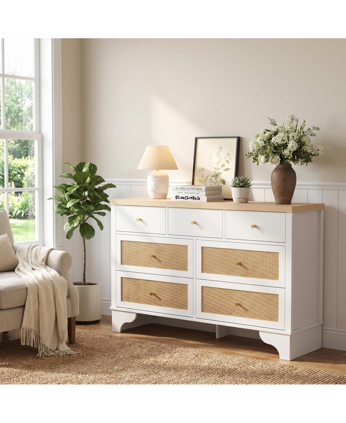 Click here for homfan Bohemian Natural Rattan Dresser with Multip... prices