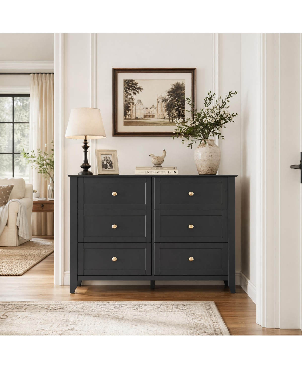 Click here for homfan 6-Drawer Farmhouse Dresser  53.9 Wide Wood... prices