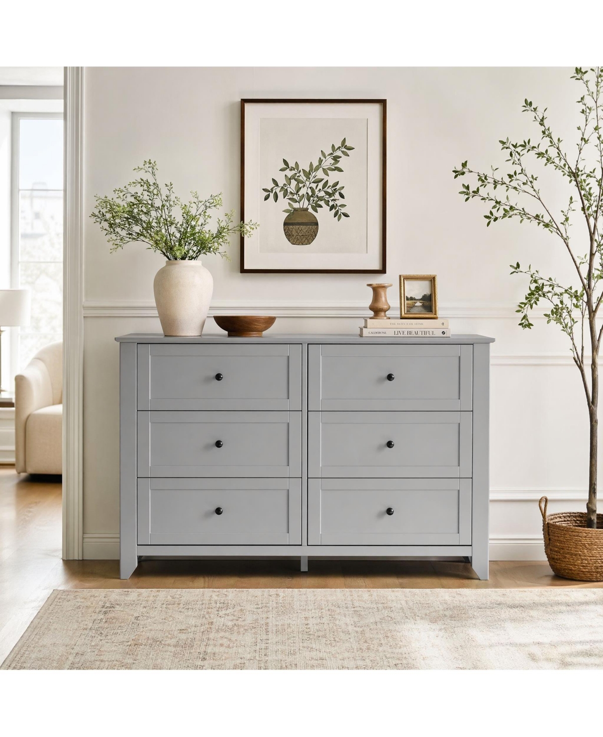 Click here for homfan 6-Drawer Farmhouse Dresser  53.9 Wide Wood... prices