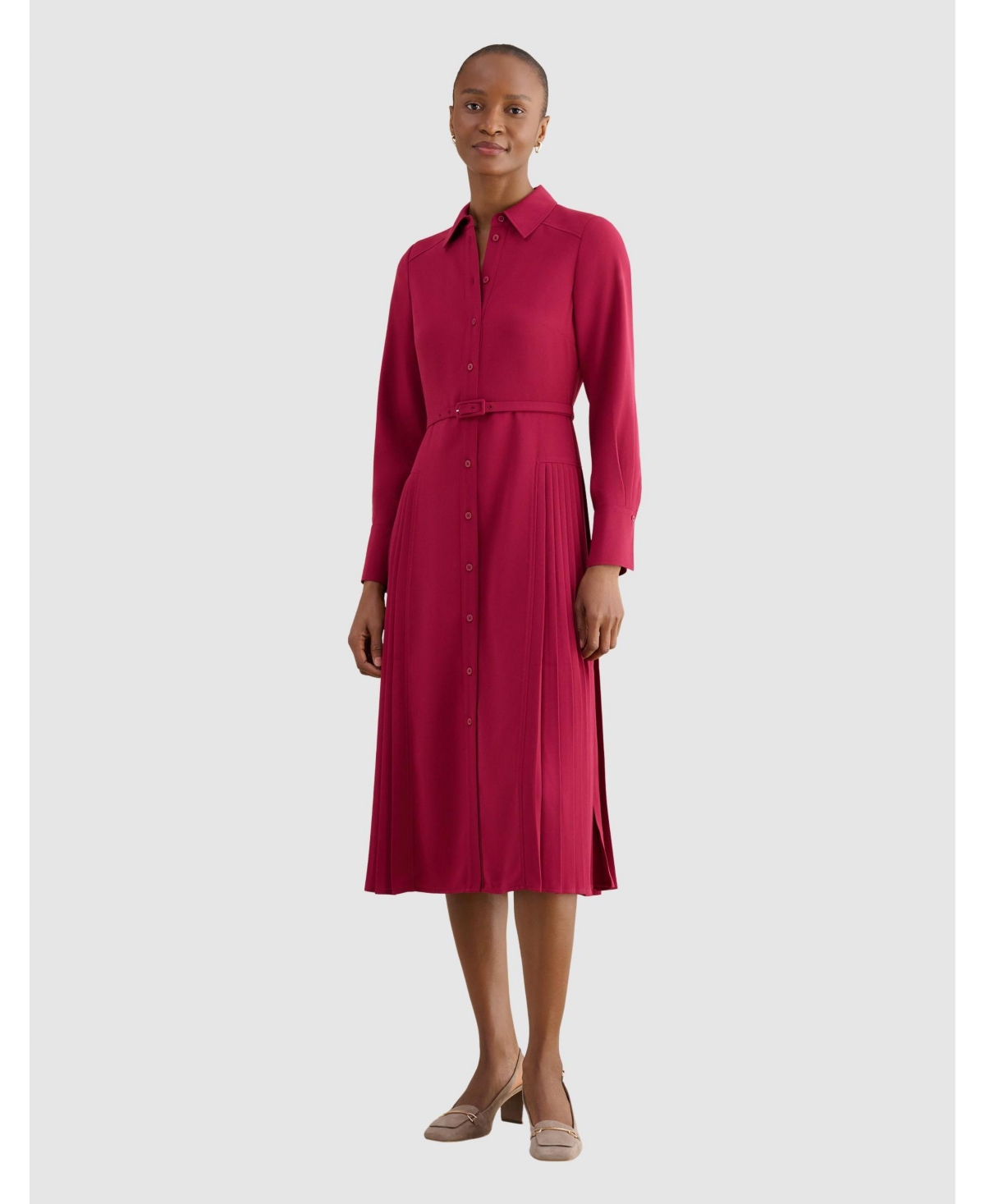Click here for Hobbs London Womens Ginny Belted Pleated Midi Shir... prices