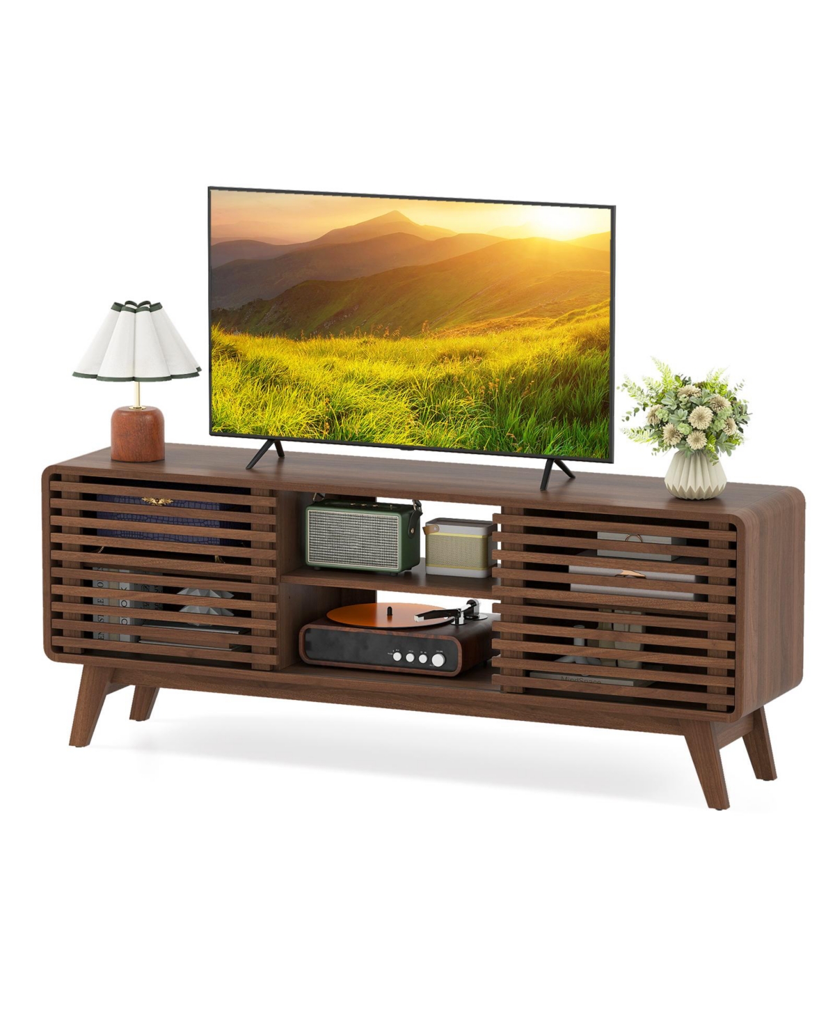Click here for Gymax Tv Stand w/Sliding Doors Adjustable Shelves... prices