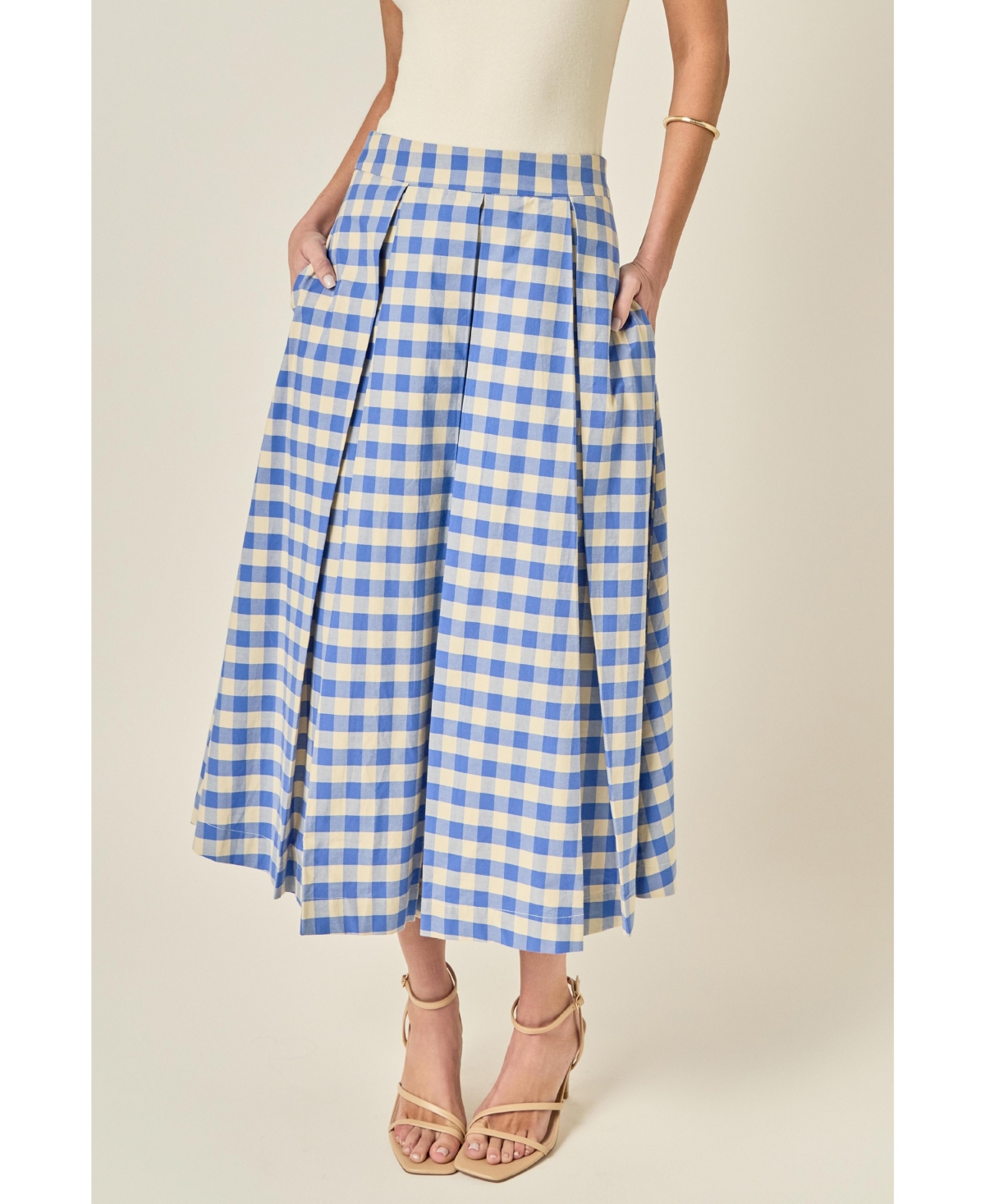 Click here for English Factory Womens Linen Checked Midi Full Ski... prices