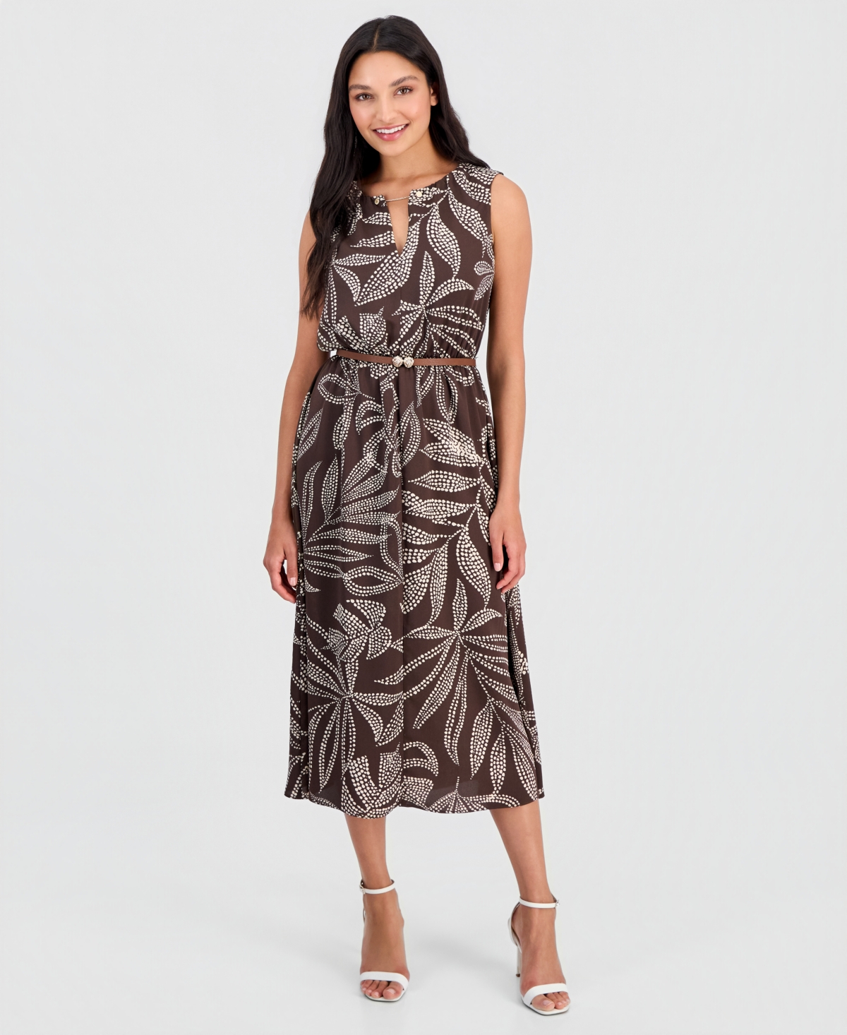 Click here for Anne Klein Womens Keyhole-Neck A-Line Midi Dress -... prices
