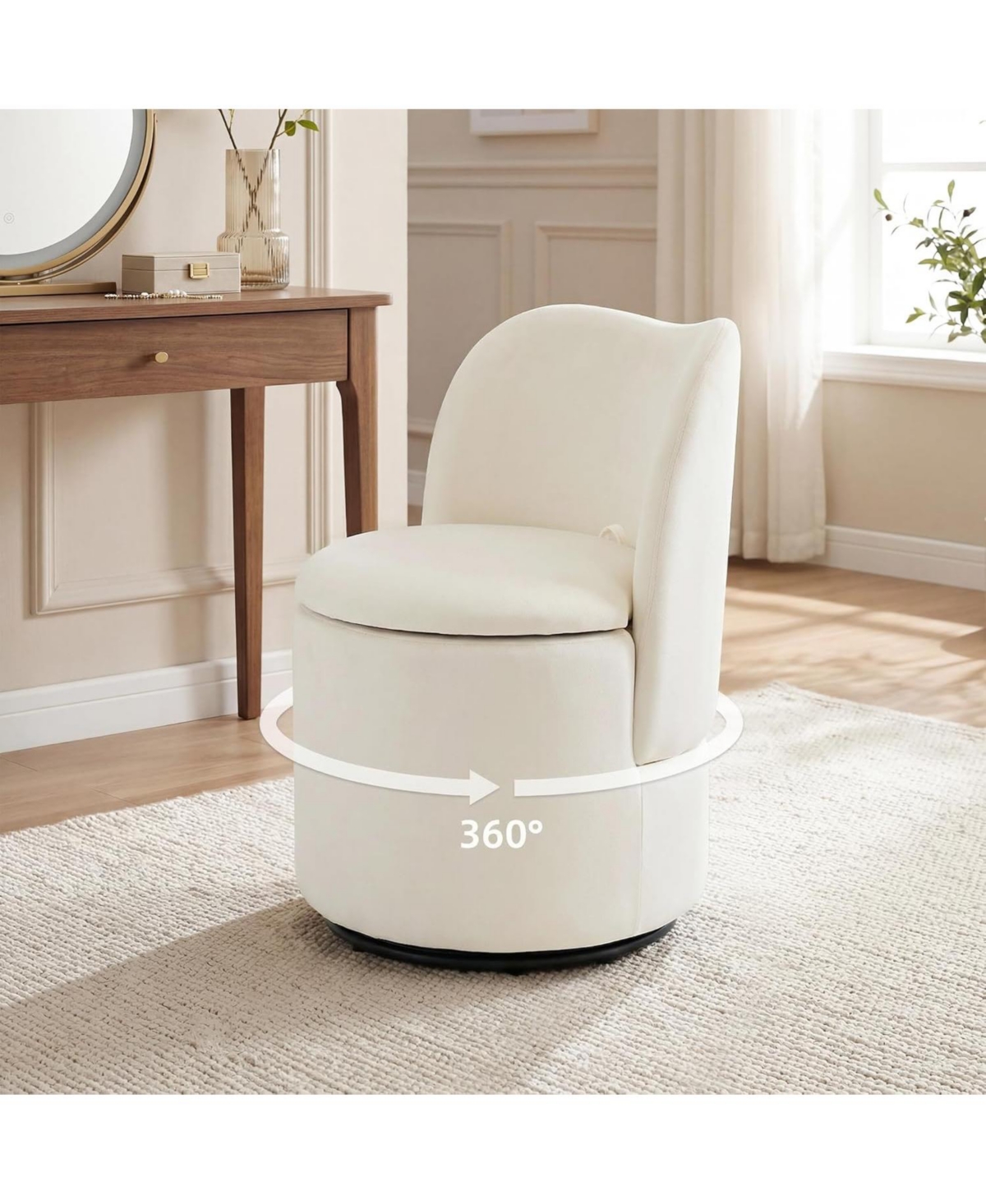 Click here for gaomon Velvet Vanity Chair with Storage 360 Swivel... prices