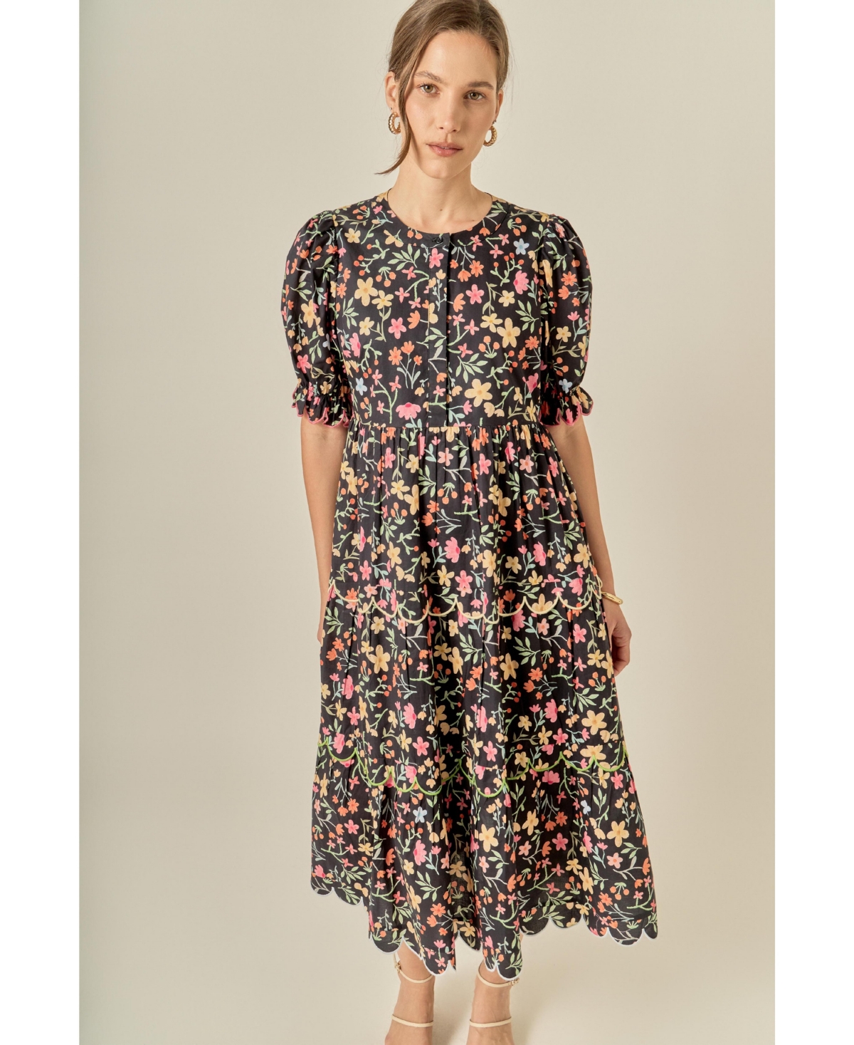 Click here for English Factory Womens Contrast Scallop Edge Midi... prices