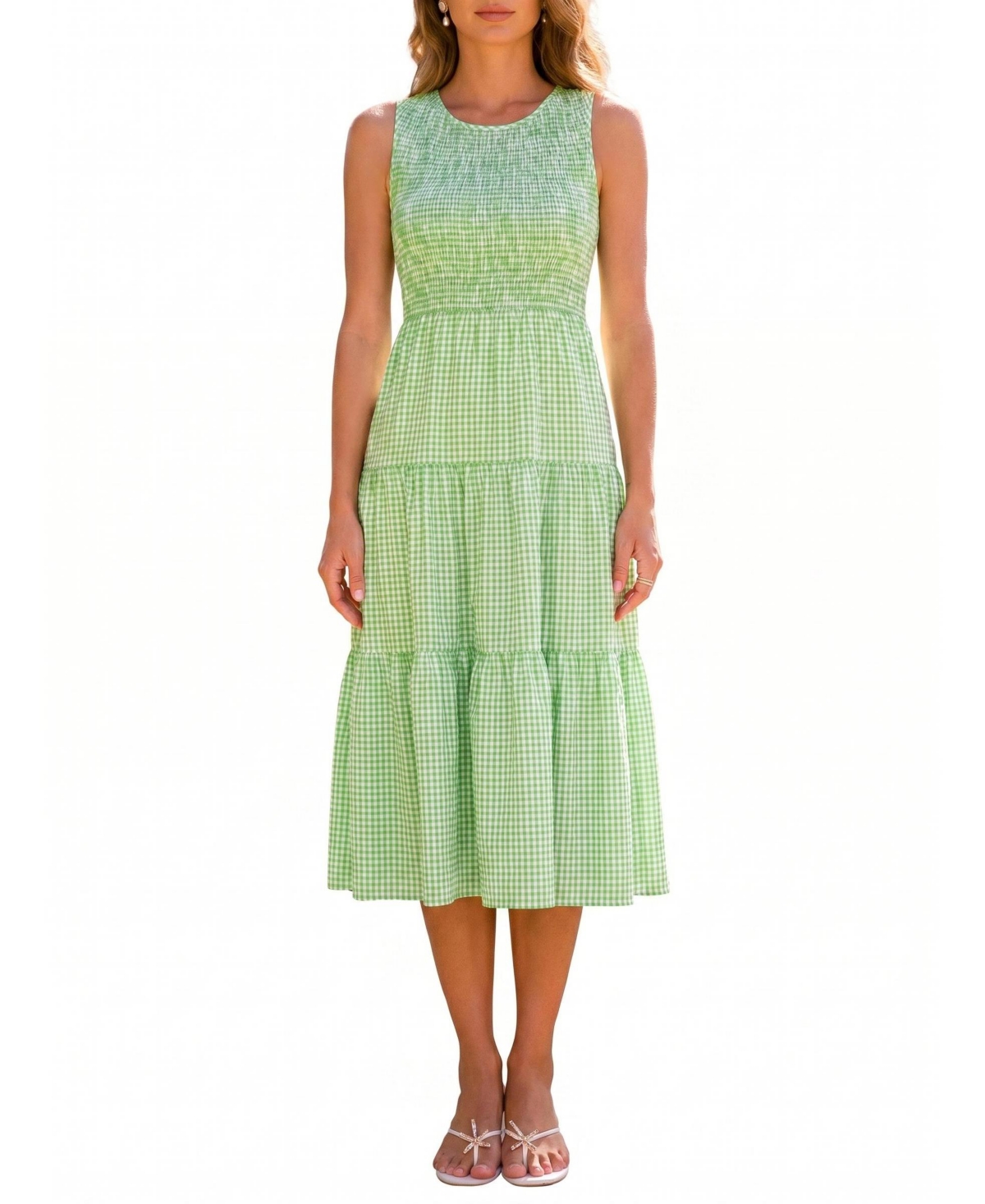 Click here for Cupshe Womens Crew Neck Pull-On Midi Dress - Light... prices