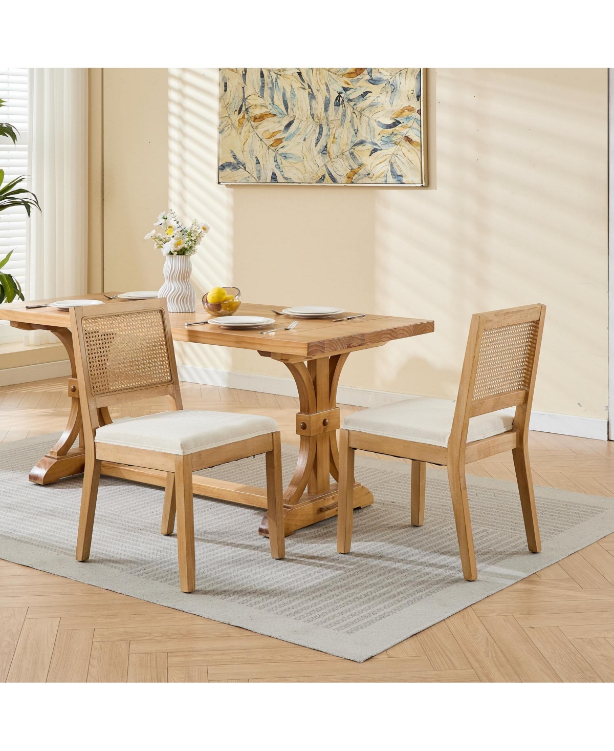 Click here for Clihome Farmhouse Rattan Dining Chairs Set of 2  M... prices