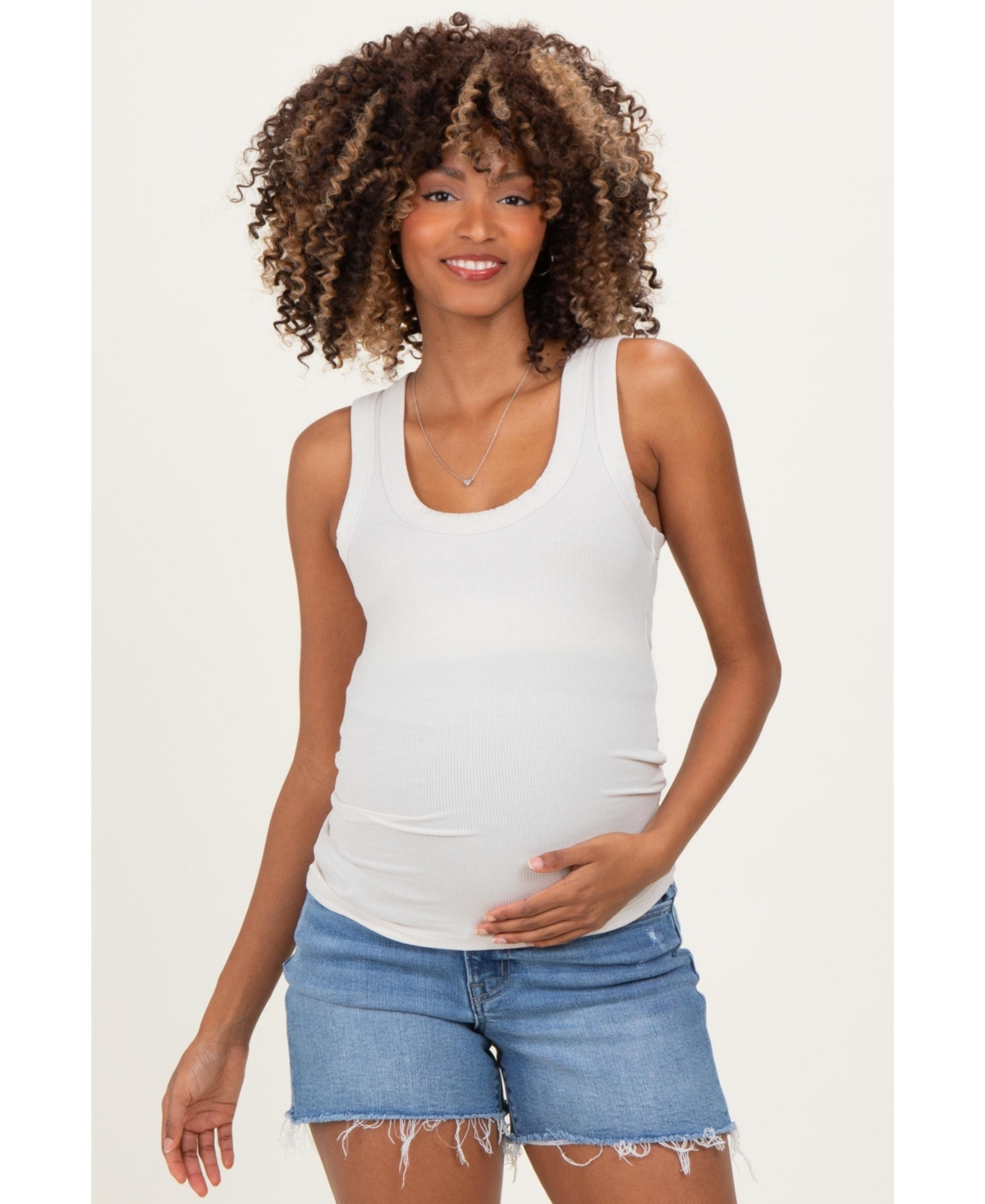 Click here for Pinkblush Maternity Heather Grey Ribbed Scoop Neck... prices