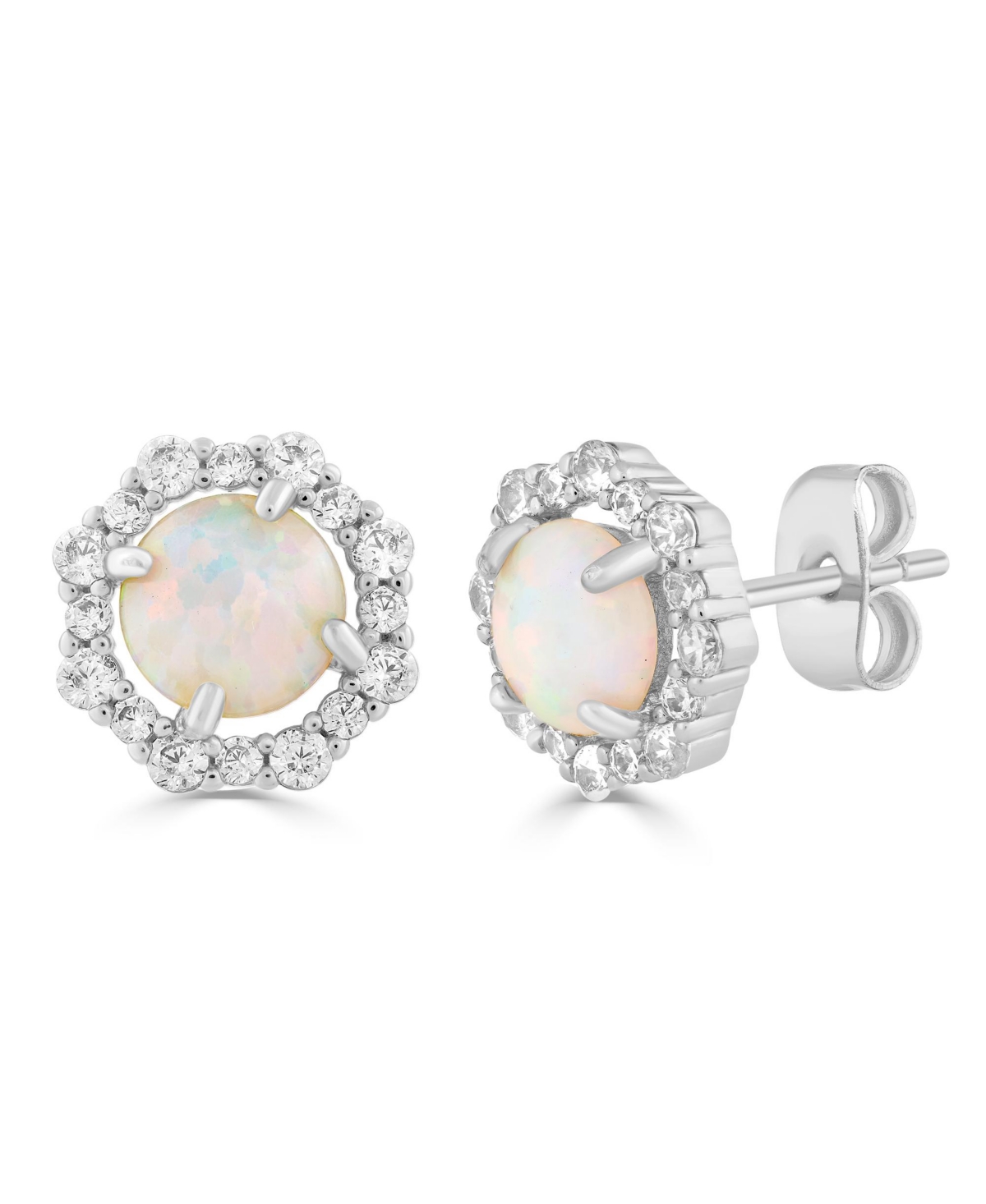 Click here for Simona Elegant Round White Opal Halo Cz Studs - Si... prices