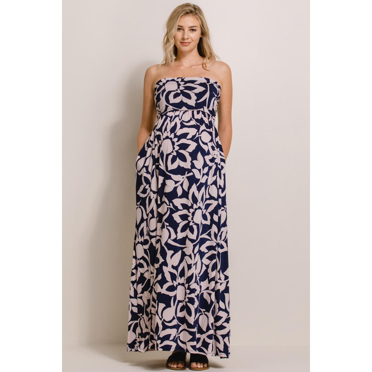 Click here for Hello Miz Maternity Floral Strapless Empire Waist... prices