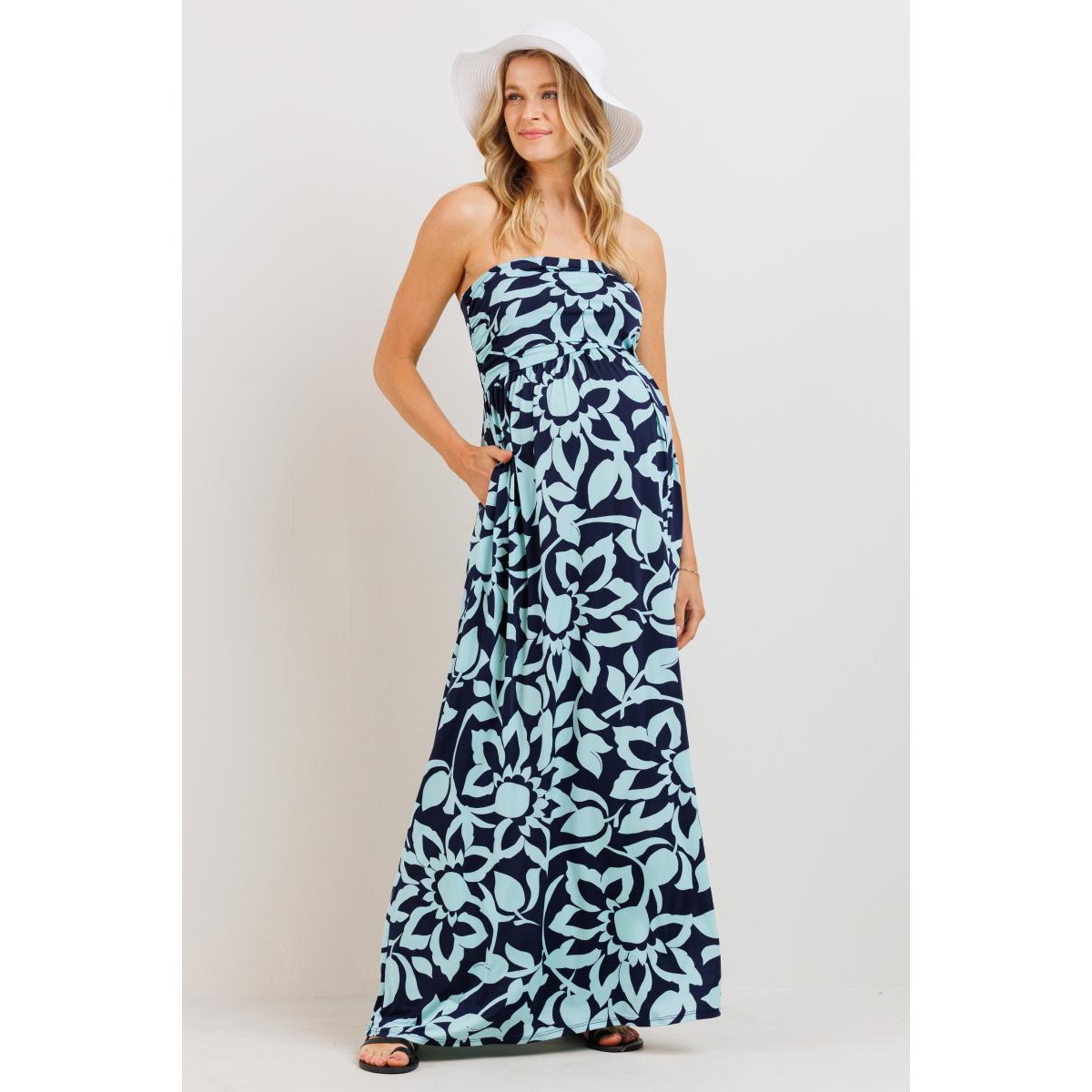 Click here for Hello Miz Maternity Floral Strapless Empire Waist... prices