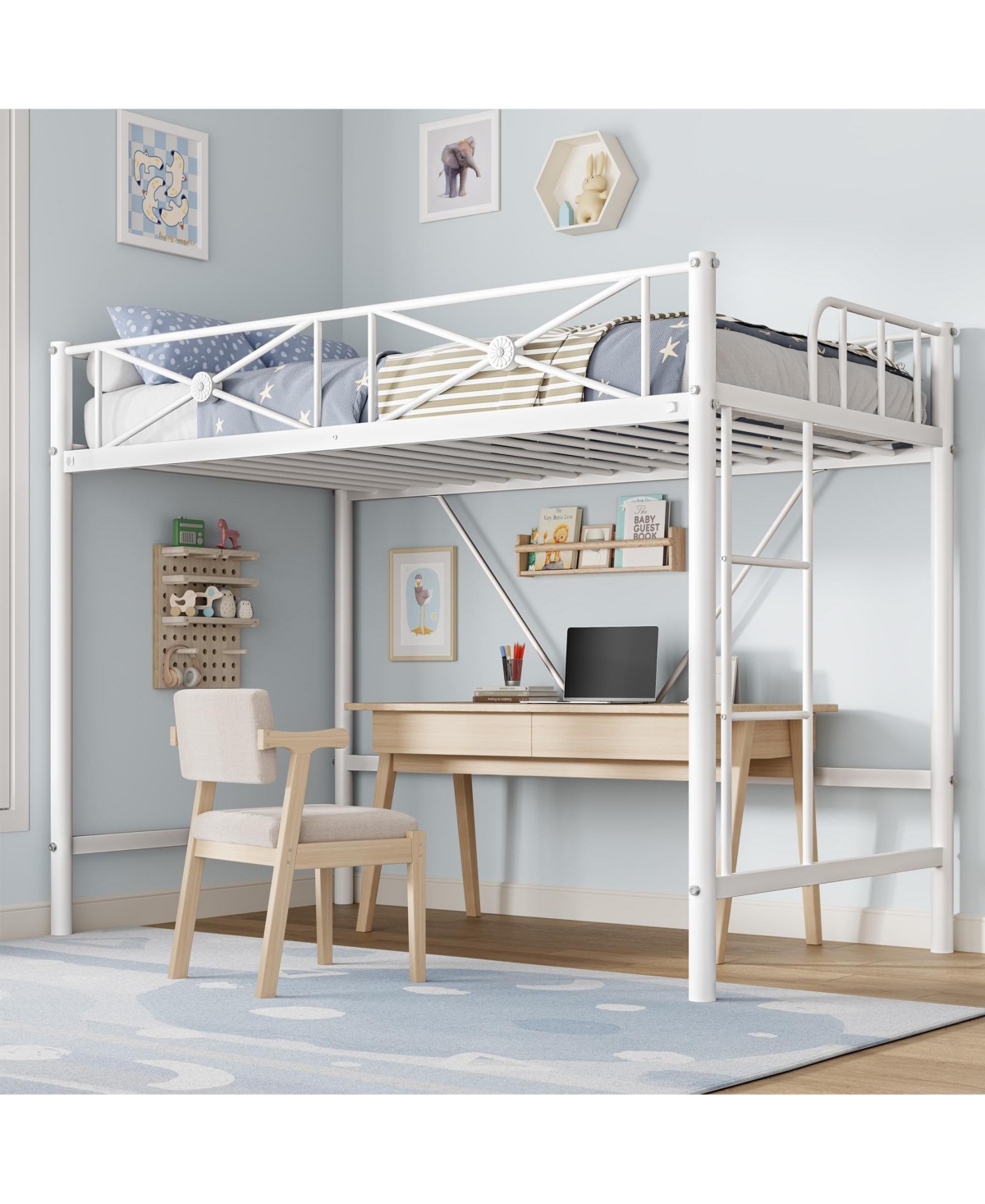 Click here for homfan Metal Loft Bed Frame with Ladder and 15.0 i... prices