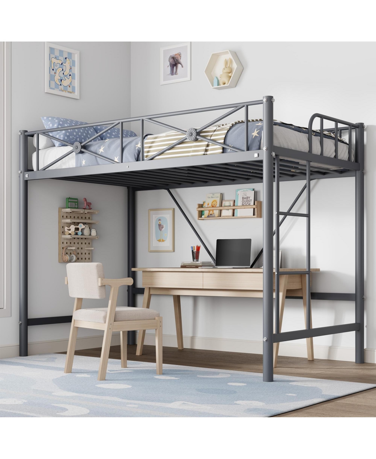 Click here for homfan Metal Loft Bed Frame with Ladder and 15.0 i... prices