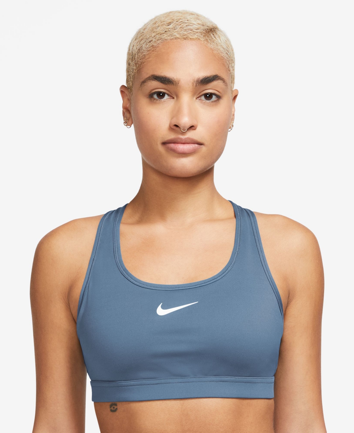Click here for Nike Womens Swoosh Padded Sports Bra - Work Blue/w... prices