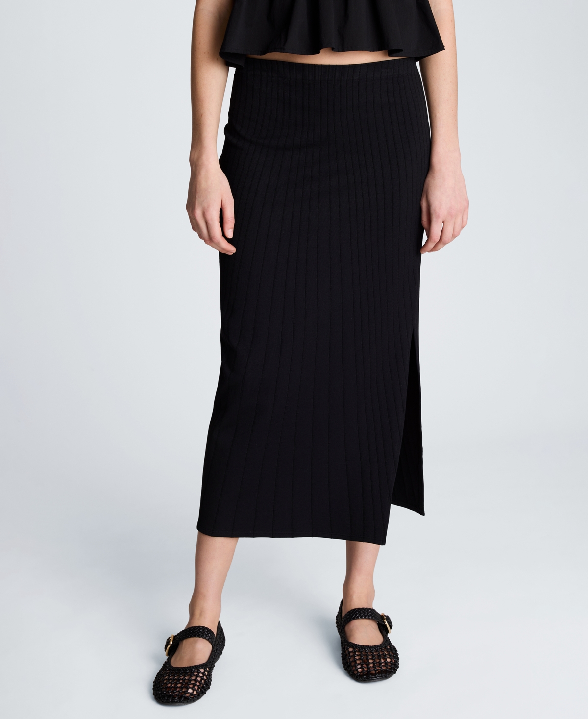 Click here for Kenneth Cole Womens Pull-On Midi Skirt - Black prices