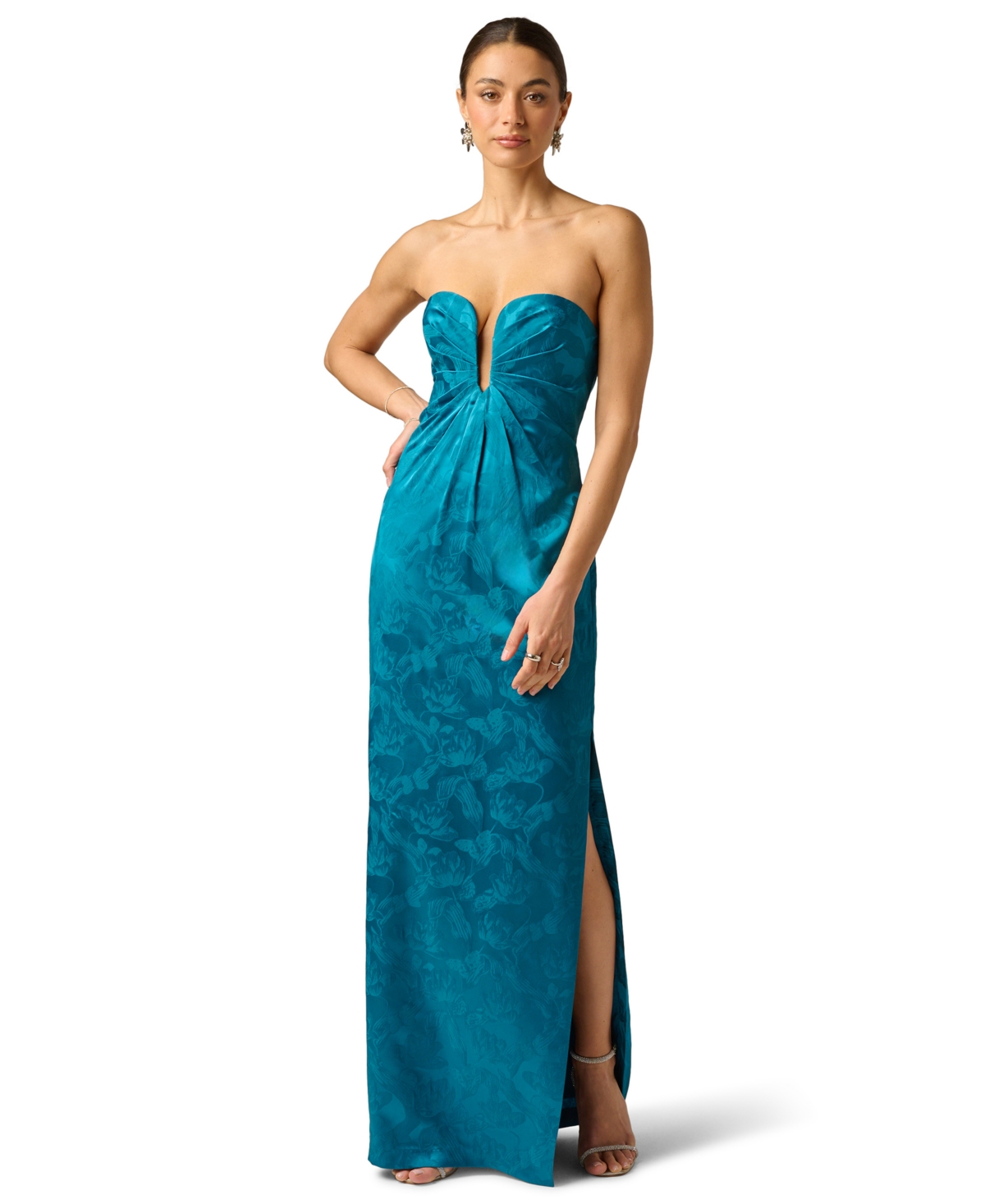Click here for Adrianna Womens Printed Strapless Pleated Dress -... prices