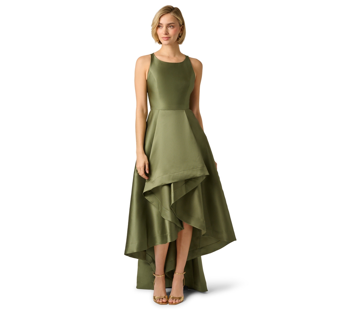 Click here for Adrianna Papell High-Low Mikado Gown - JUNGLE OLIV... prices