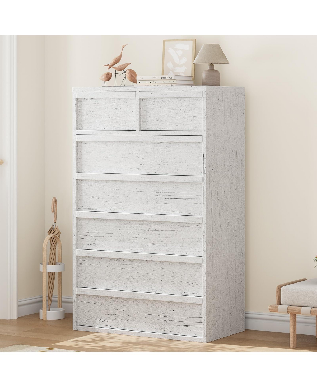 Click here for homfan 5 Drawer Dresser for Bedroom  Antique White... prices