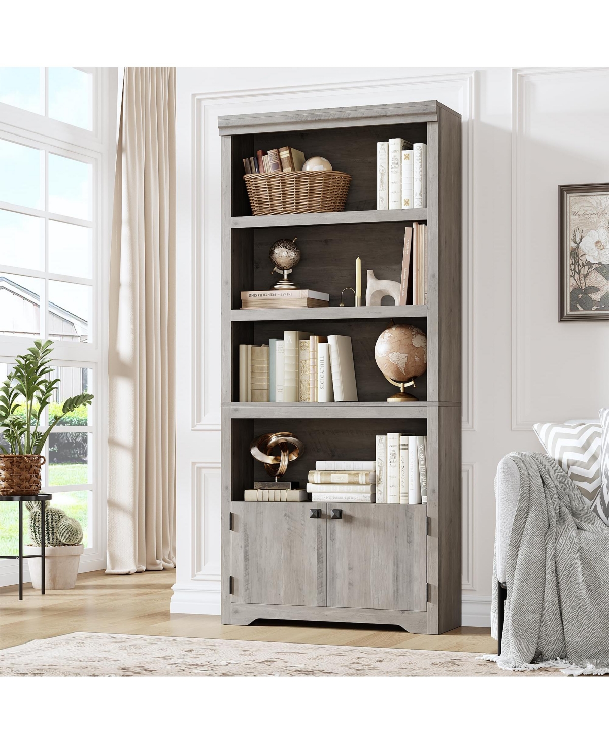 Click here for gaomon 5 Tier Bookshelf Farmhouse Bookcase with 2... prices