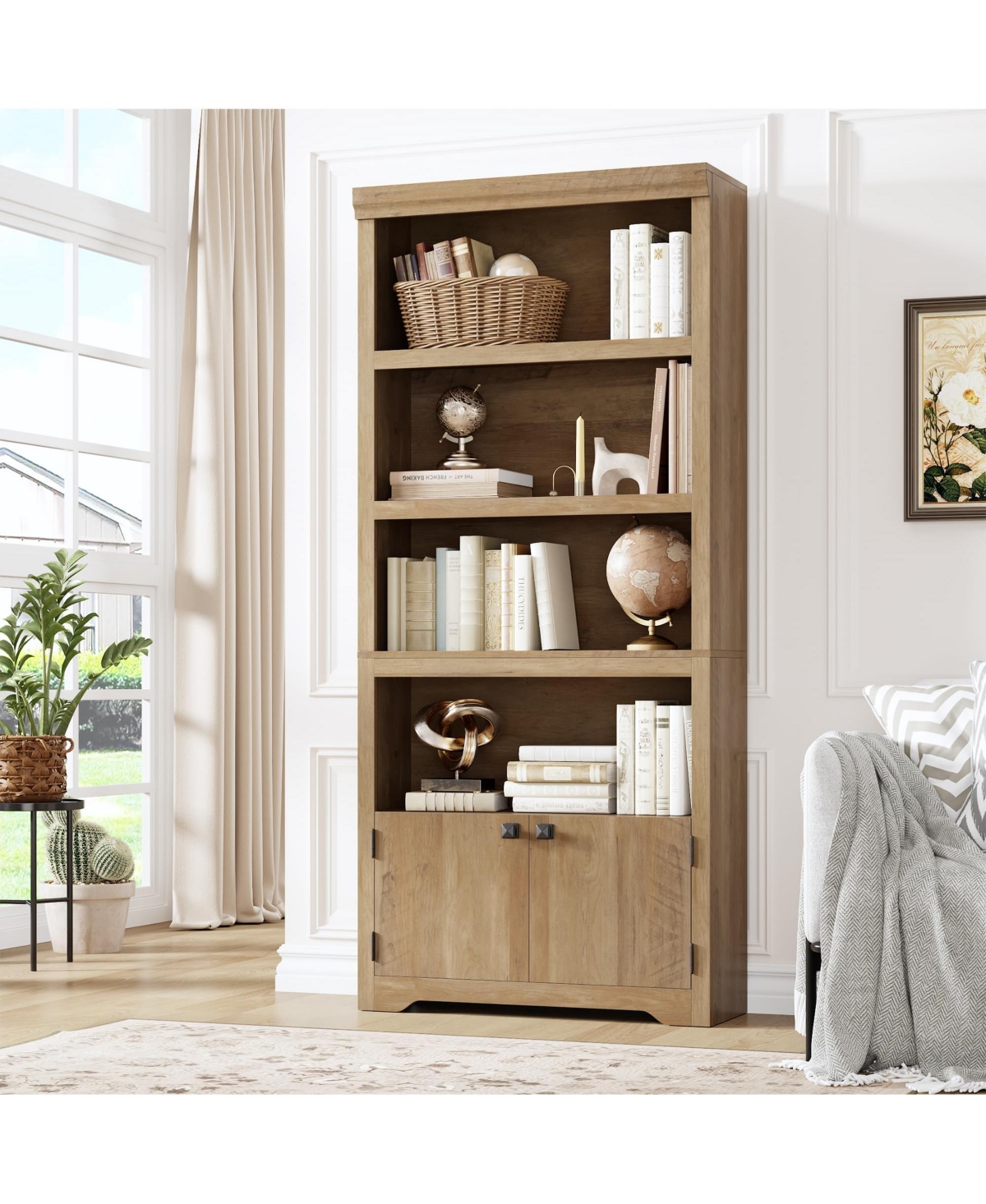Click here for gaomon 5 Tier Bookshelf Farmhouse Bookcase with 2... prices