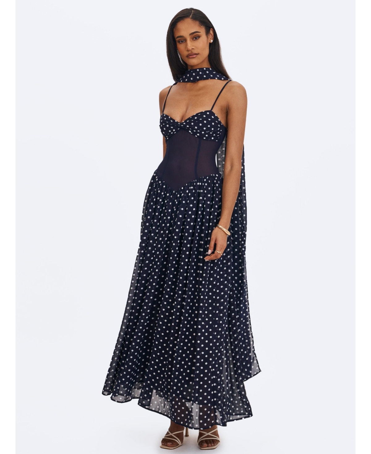 Click here for Miss Circle Womens Juliette Polka Dot Chiffon Maxi... prices