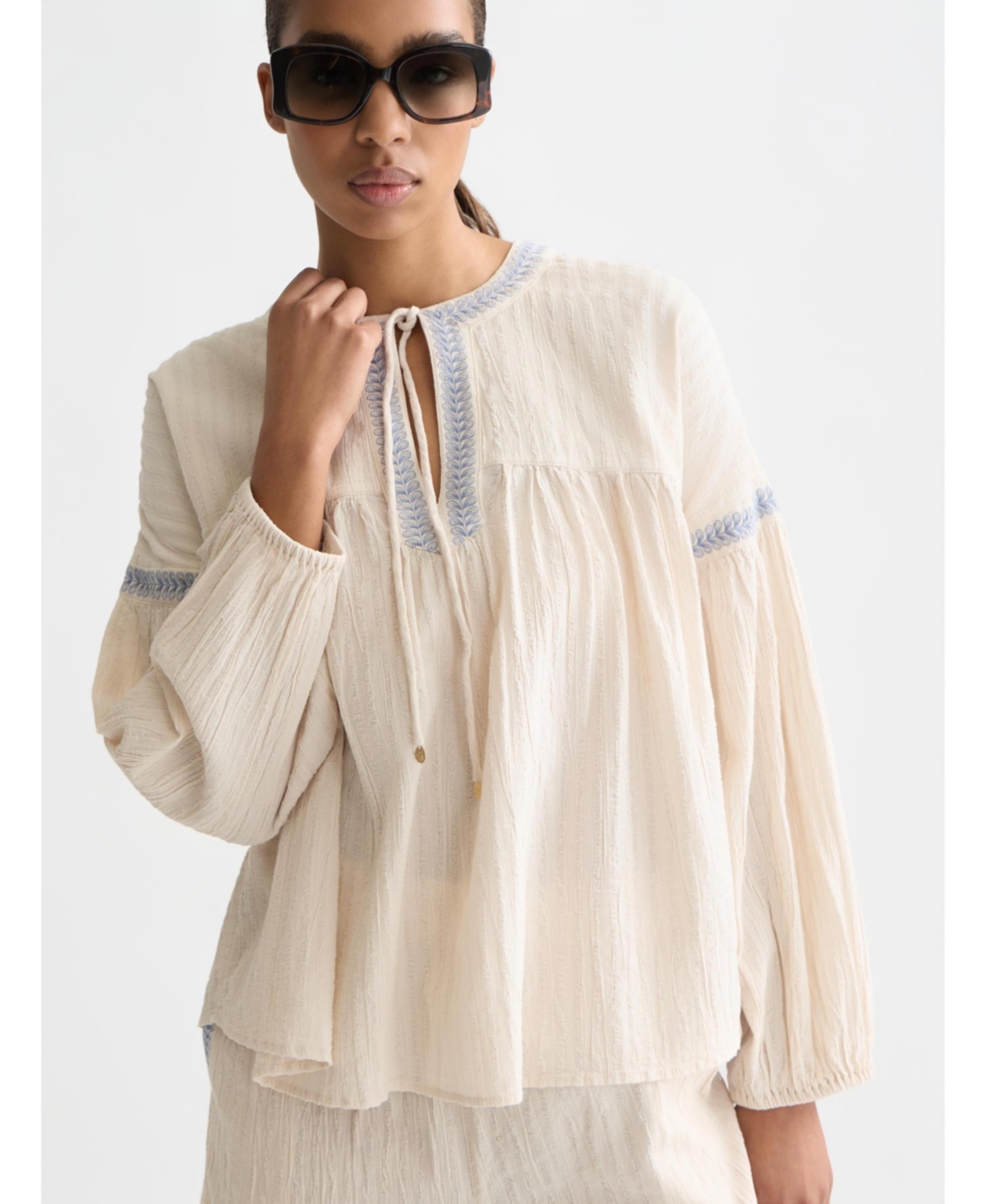 Click here for Scotch & Soda Womens Cotton Crepe Blouse with Embr... prices