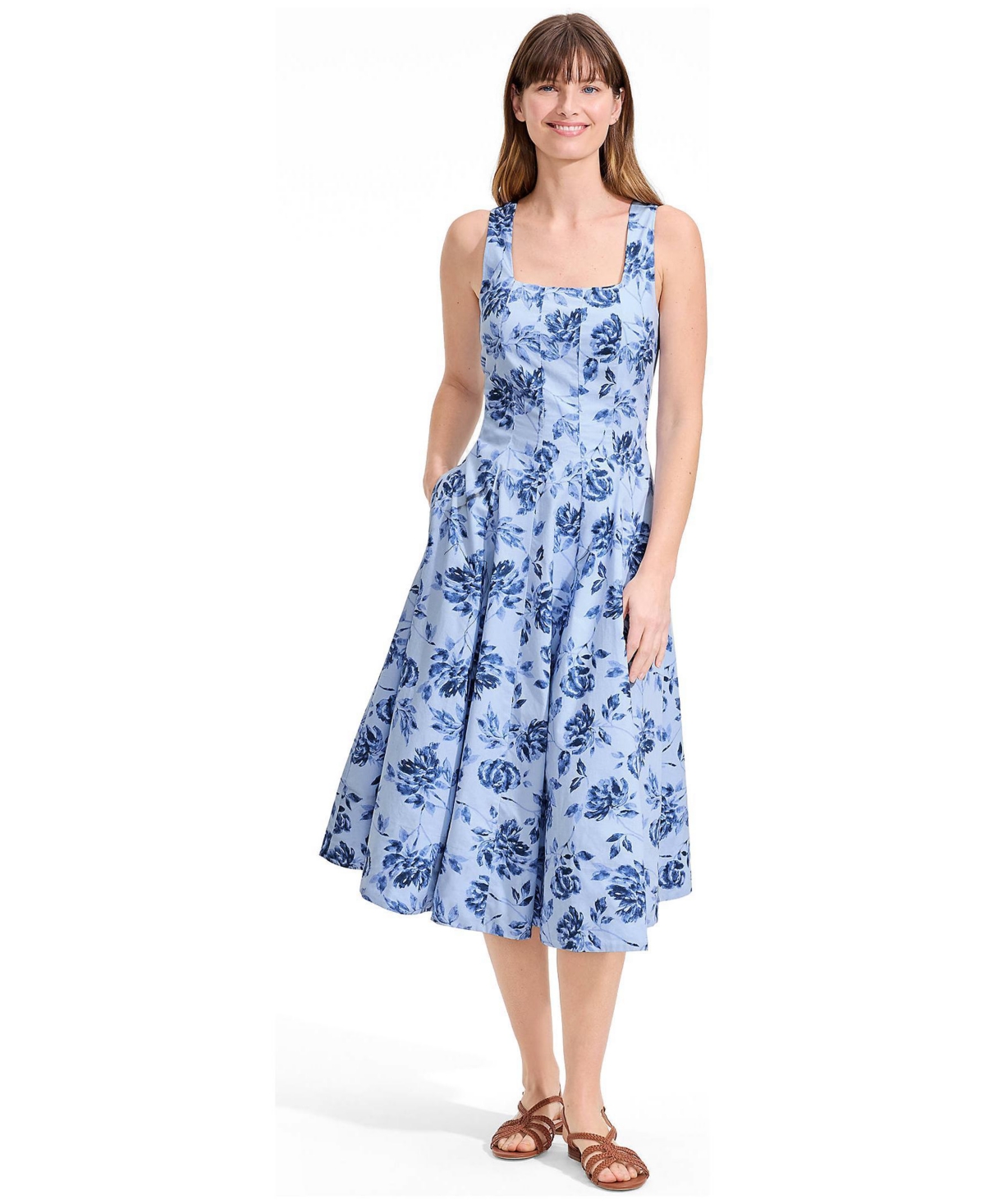 Click here for Lands End Womens Princess Seamed Cotton Poplin Mid... prices