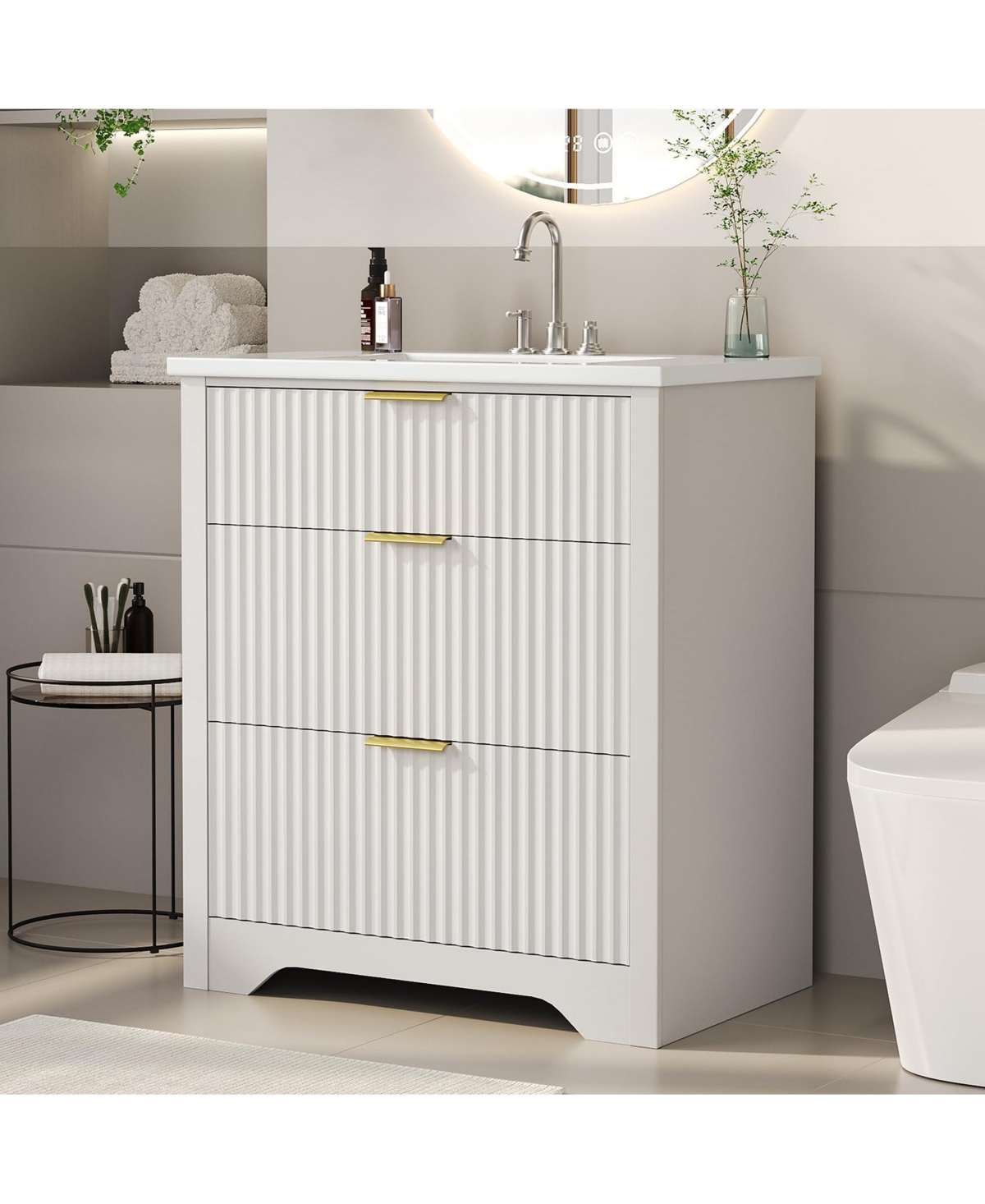 Click here for gaomon Fluted Bathroom Vanity with Ceramic Sink Fr... prices