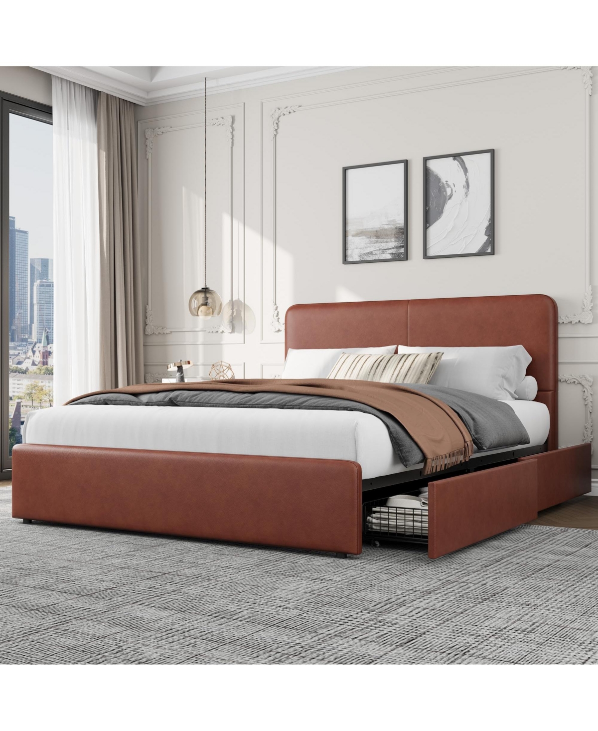 Click here for homfan Upholstered Platform Bed Frame with Headboa... prices