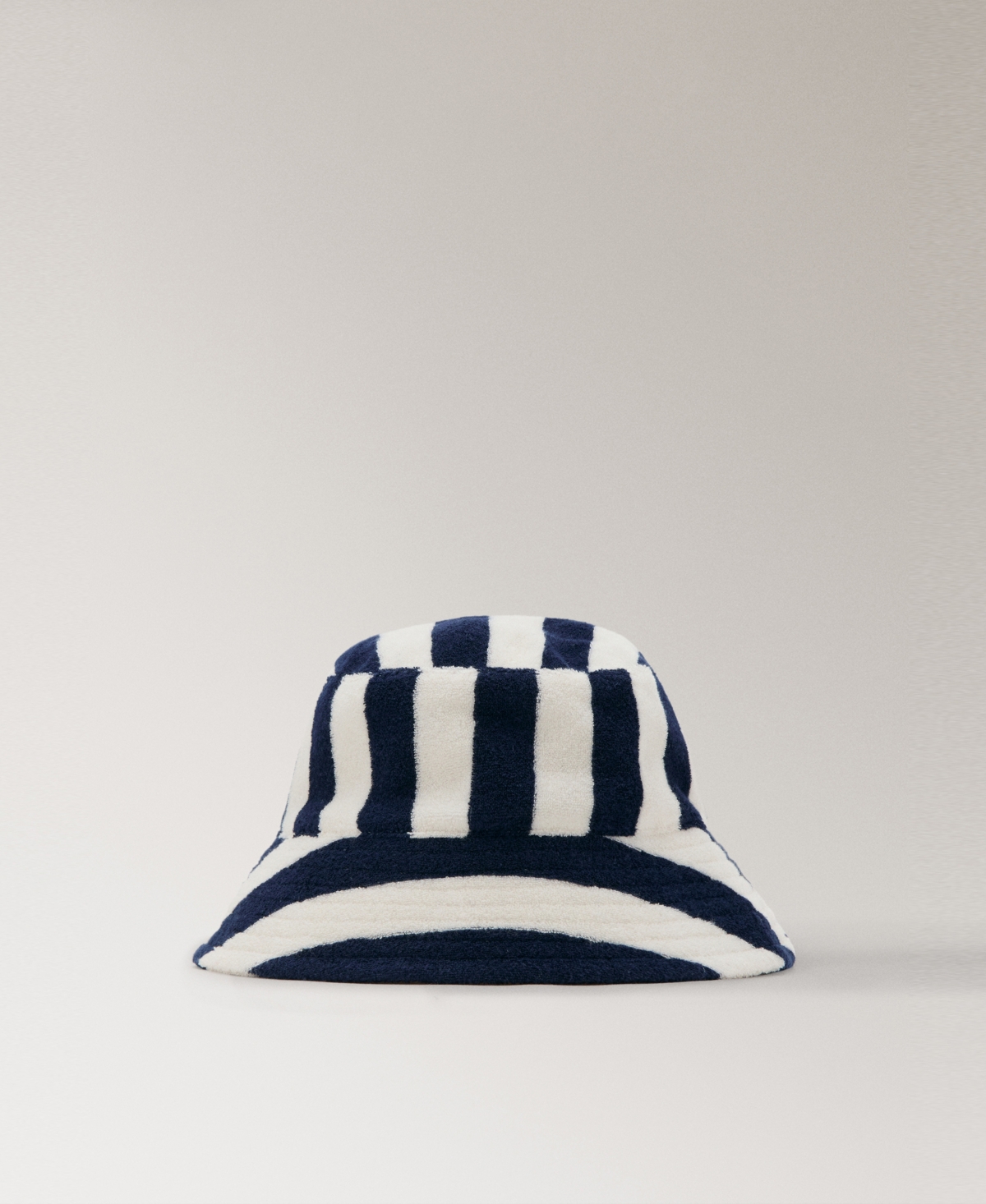 Click here for Mango Womens Striped Cotton Terry Bucket Hat - Blu... prices