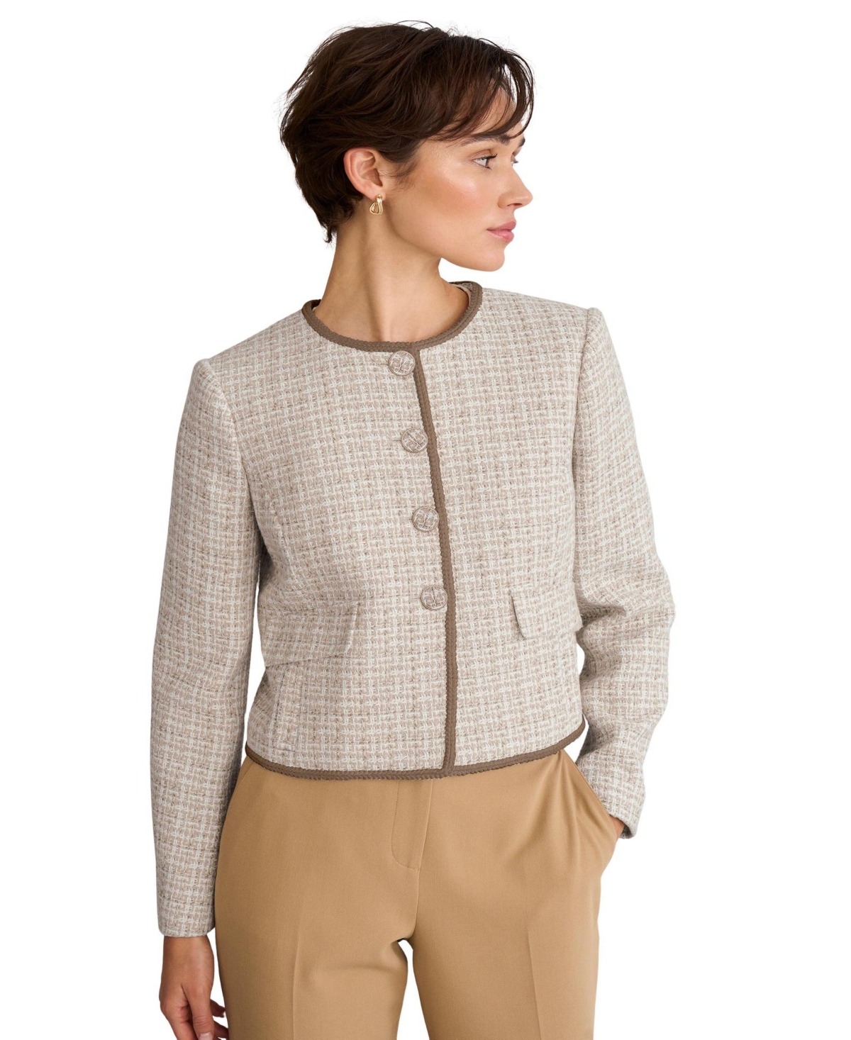 Click here for Hobbs London Womens Nessie Boxy Collard Jacket - B... prices