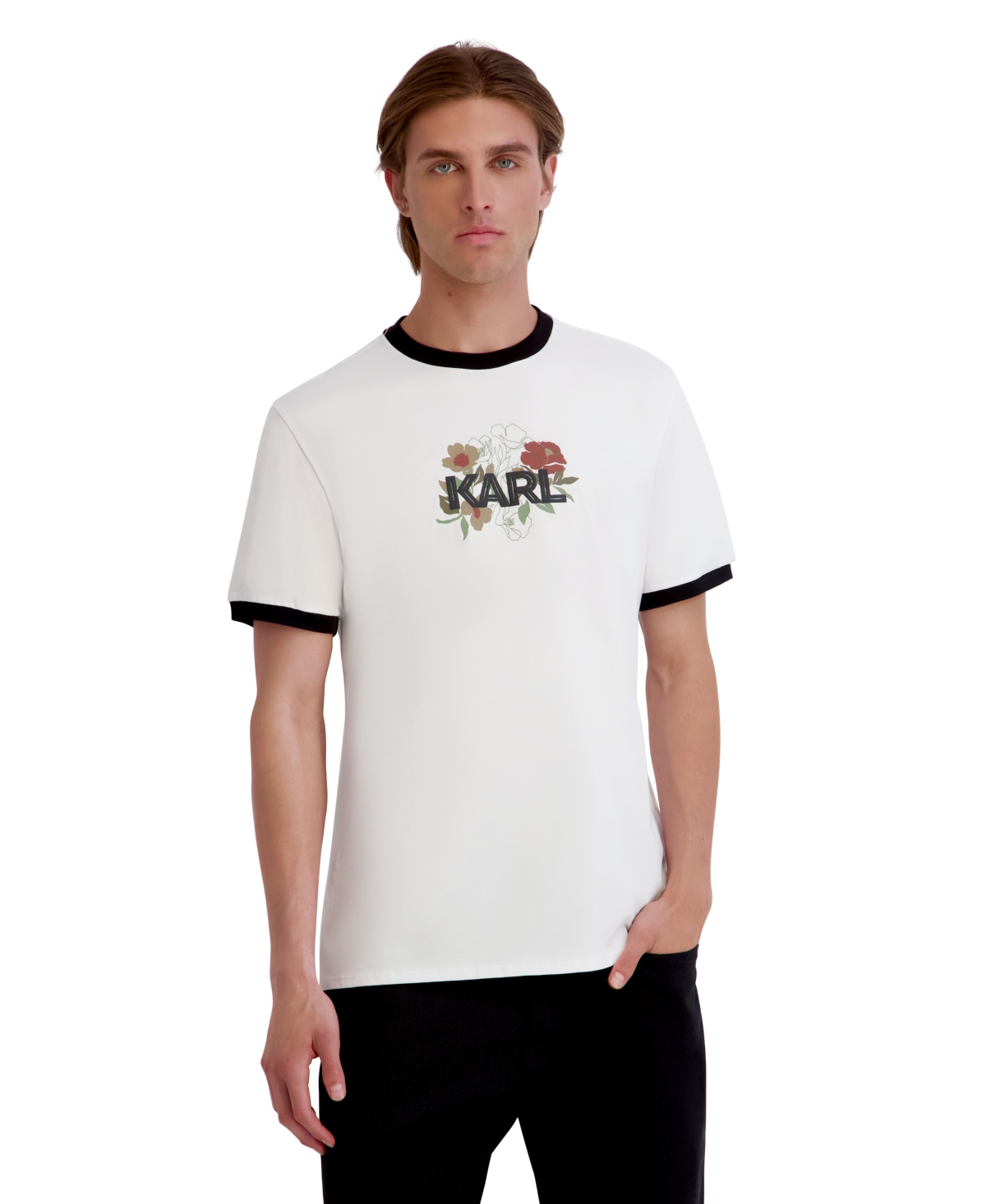 Click here for Karl Lagerfeld Paris Mens Graphic T-Shirt - White prices