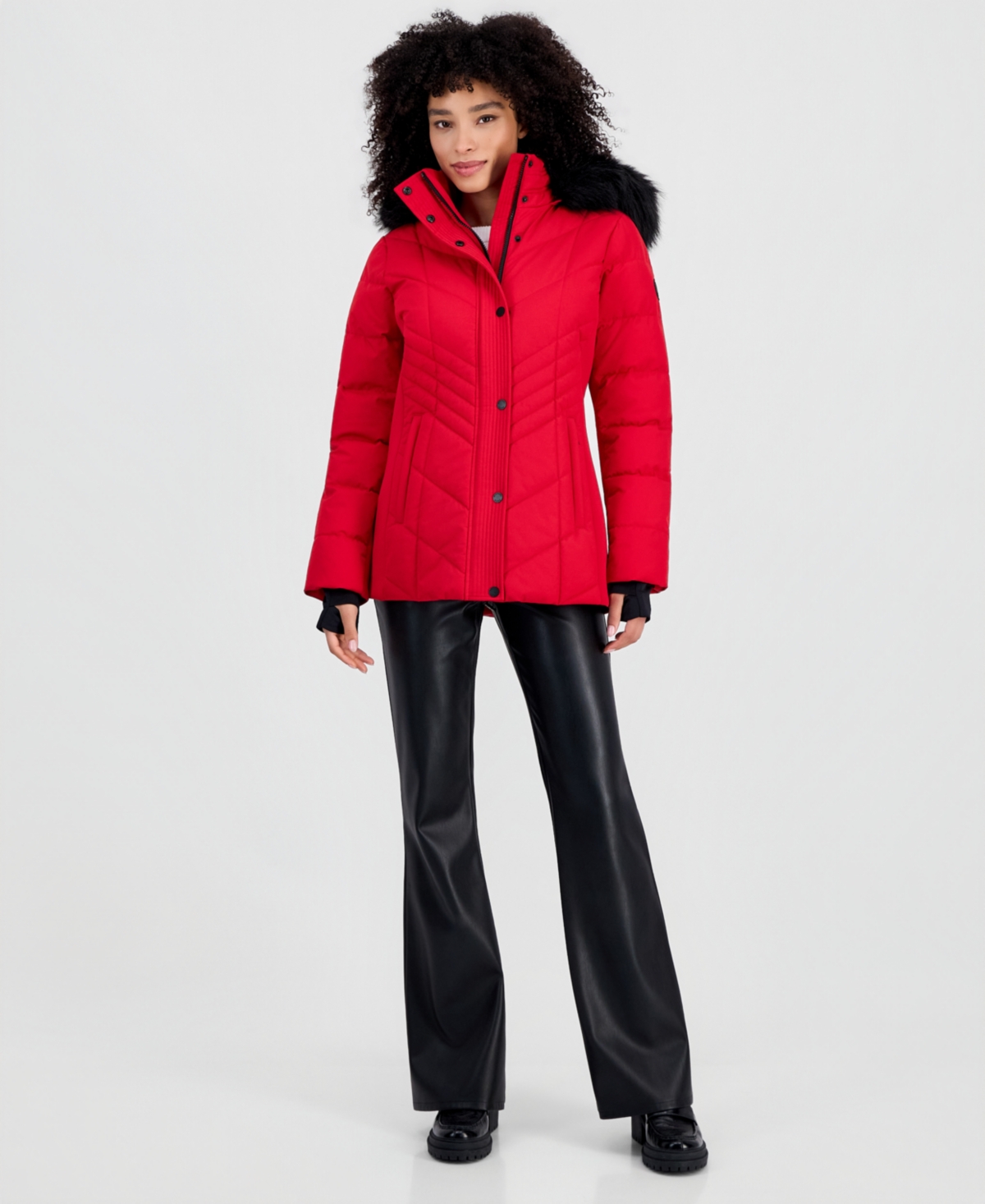 Click here for Michael Michael Kors Womens Faux-Fur-Trim Hooded P... prices