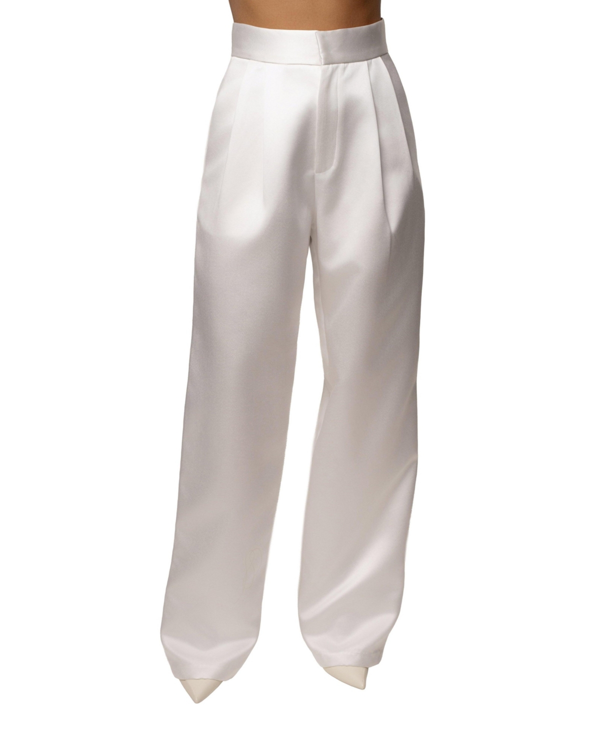 Click here for Jluxlabel Womens City Nights Satin Trouser - White prices
