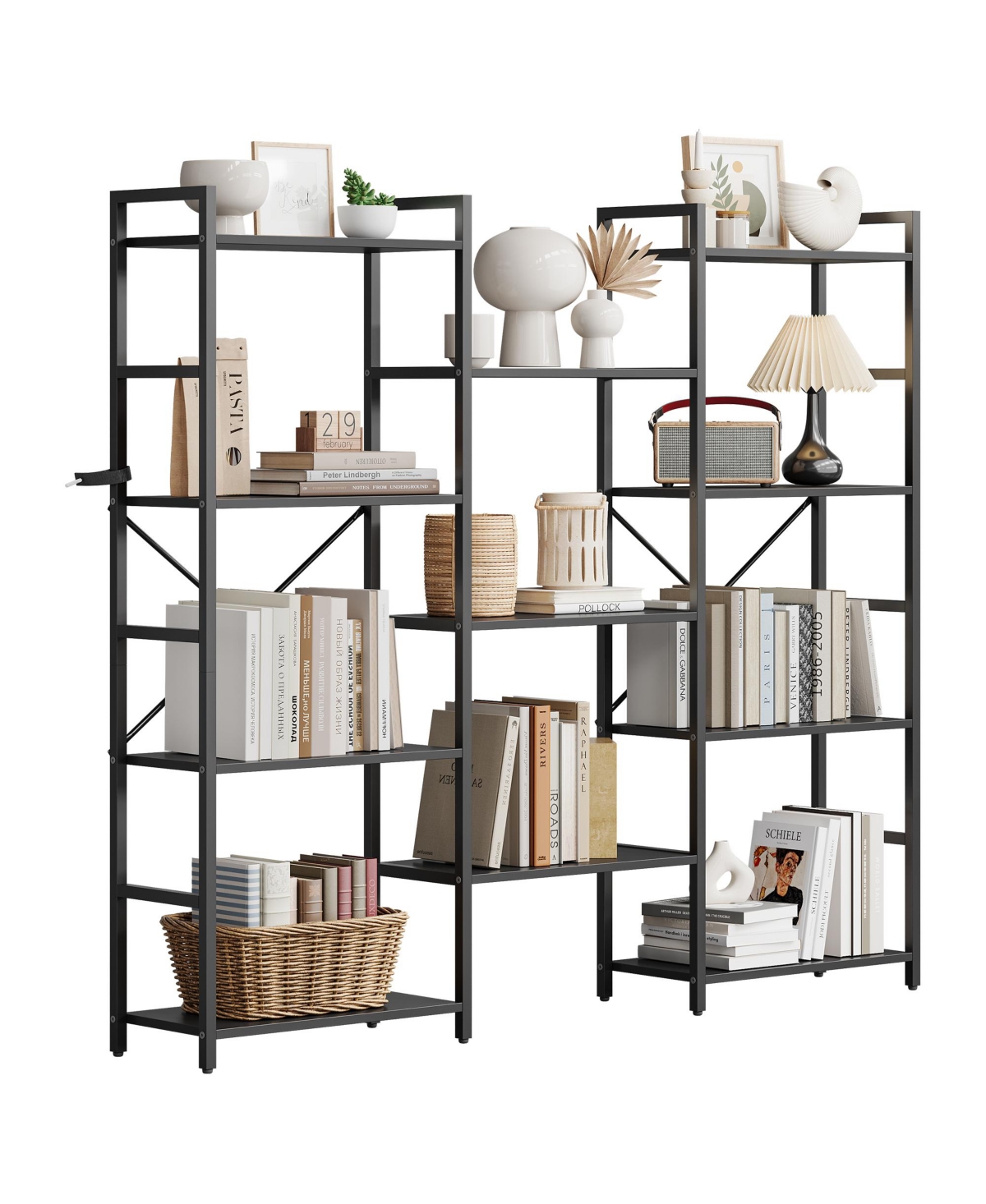 Click here for gaomon Industrial Triple Wide 4-Tier Bookshelf - 1... prices