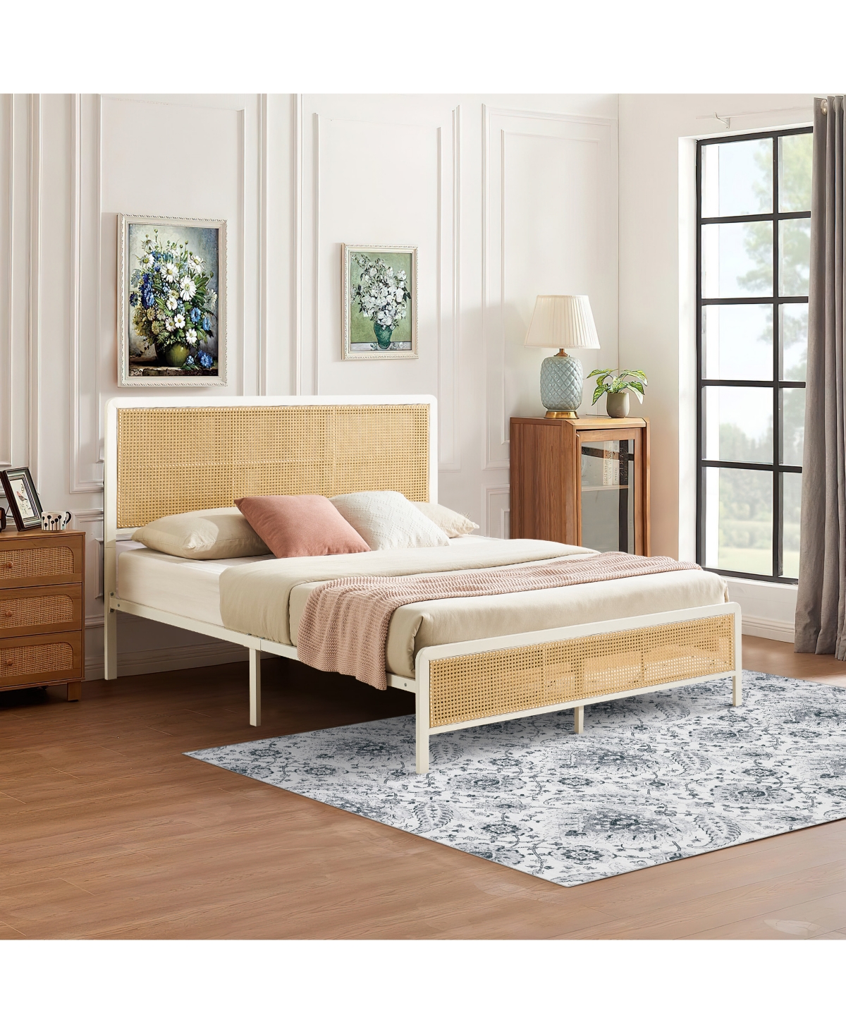 Click here for homfan Queen Size Bed Frame with Rattan Headboard... prices