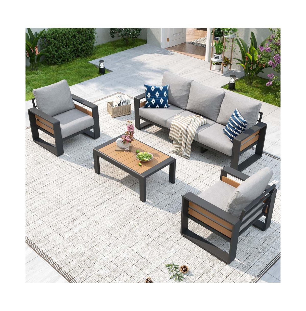 Click here for Aoxun Outdoor Patio Conversation Set Durable Alumi... prices
