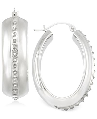 Signature Diamonds™ Wide Hoop Earrings in 14k Gold over Resin Core ...