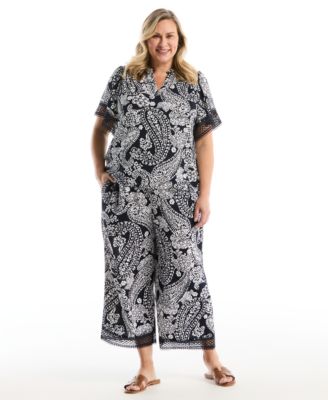 Click here for Rafaella Plus Size Paisley Print Flutter Lace Shor... prices