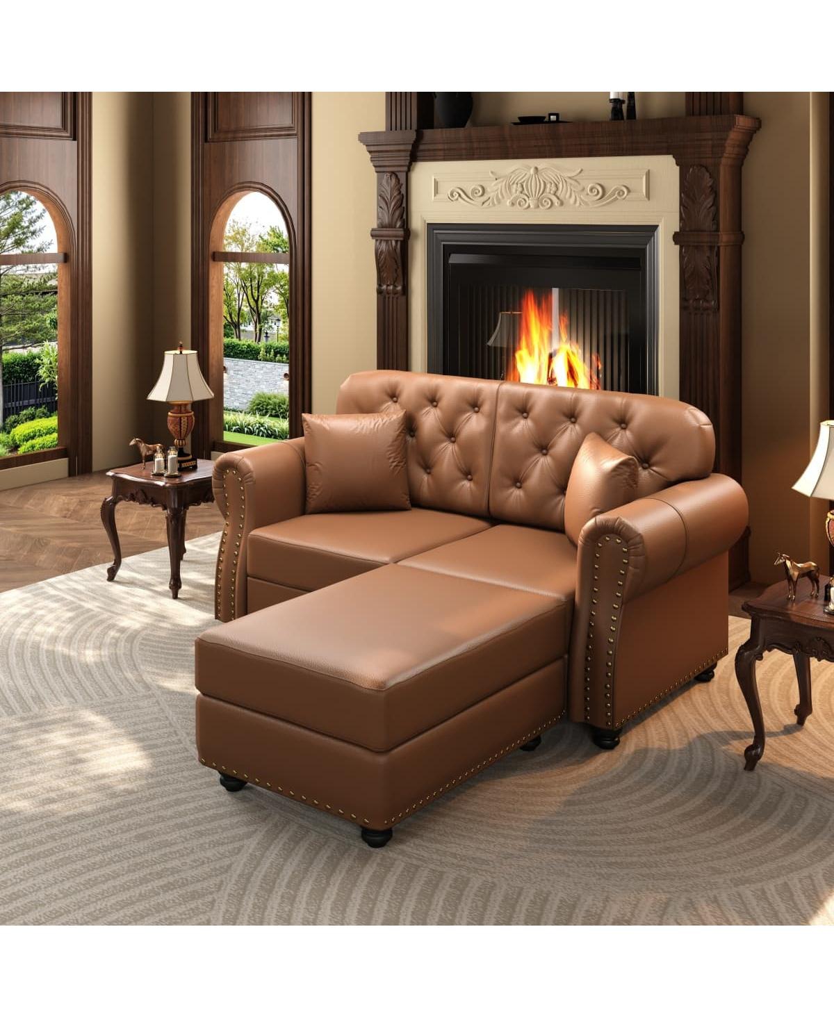 Click here for Maison Boucle 63 Faux Leather Loveseat and Ottoman... prices