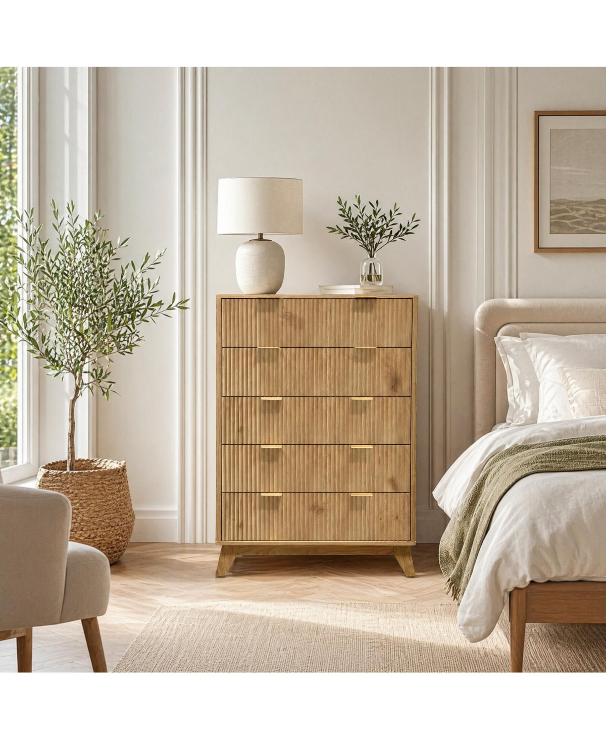 Click here for homfan Modern Fluted Drawer Storage Cabinet with S... prices