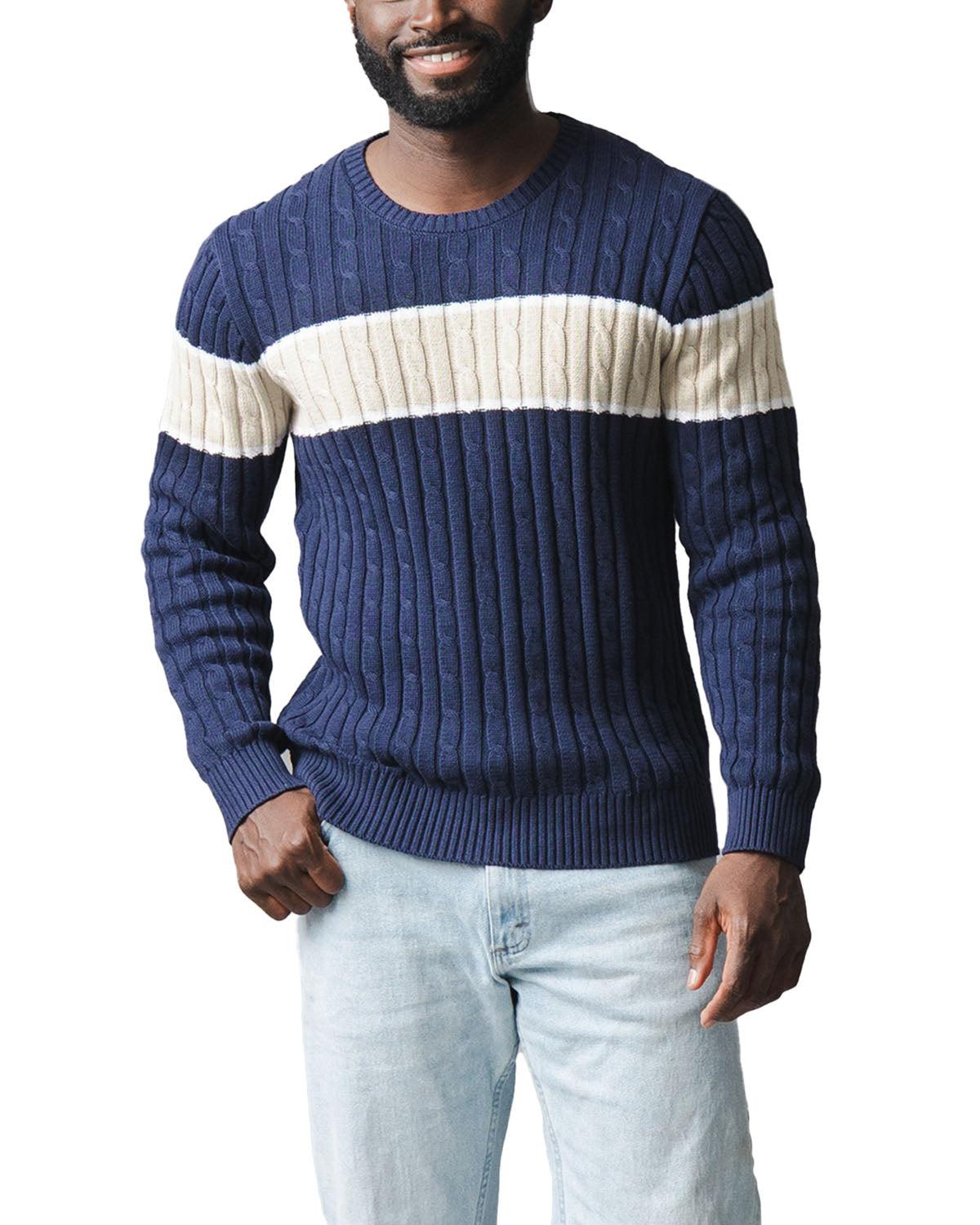 Click here for Hope & Henry Mens Organic Crew Neck Cable Sweater... prices