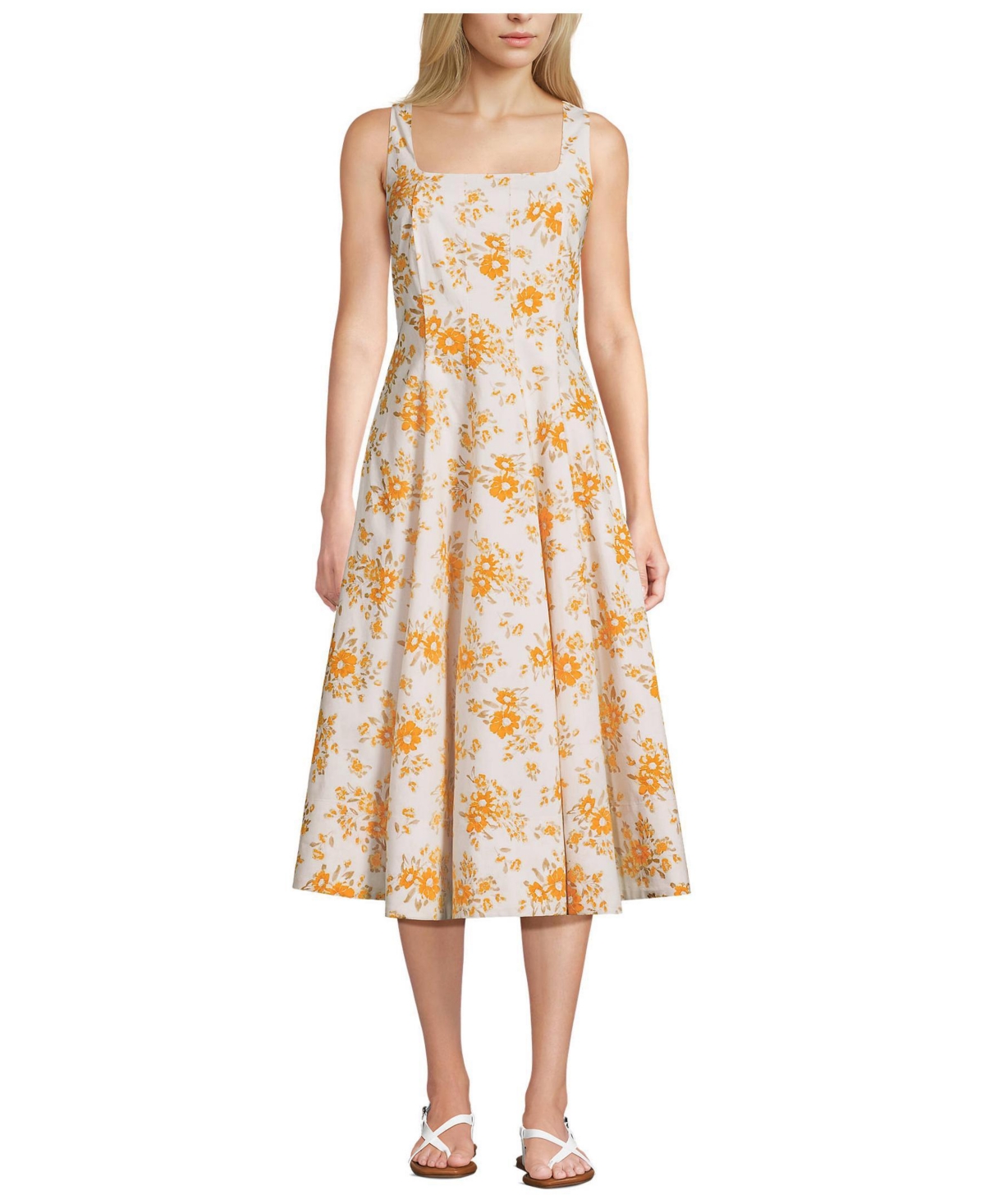 Click here for Lands End Womens Princess Seamed Cotton Poplin Mid... prices