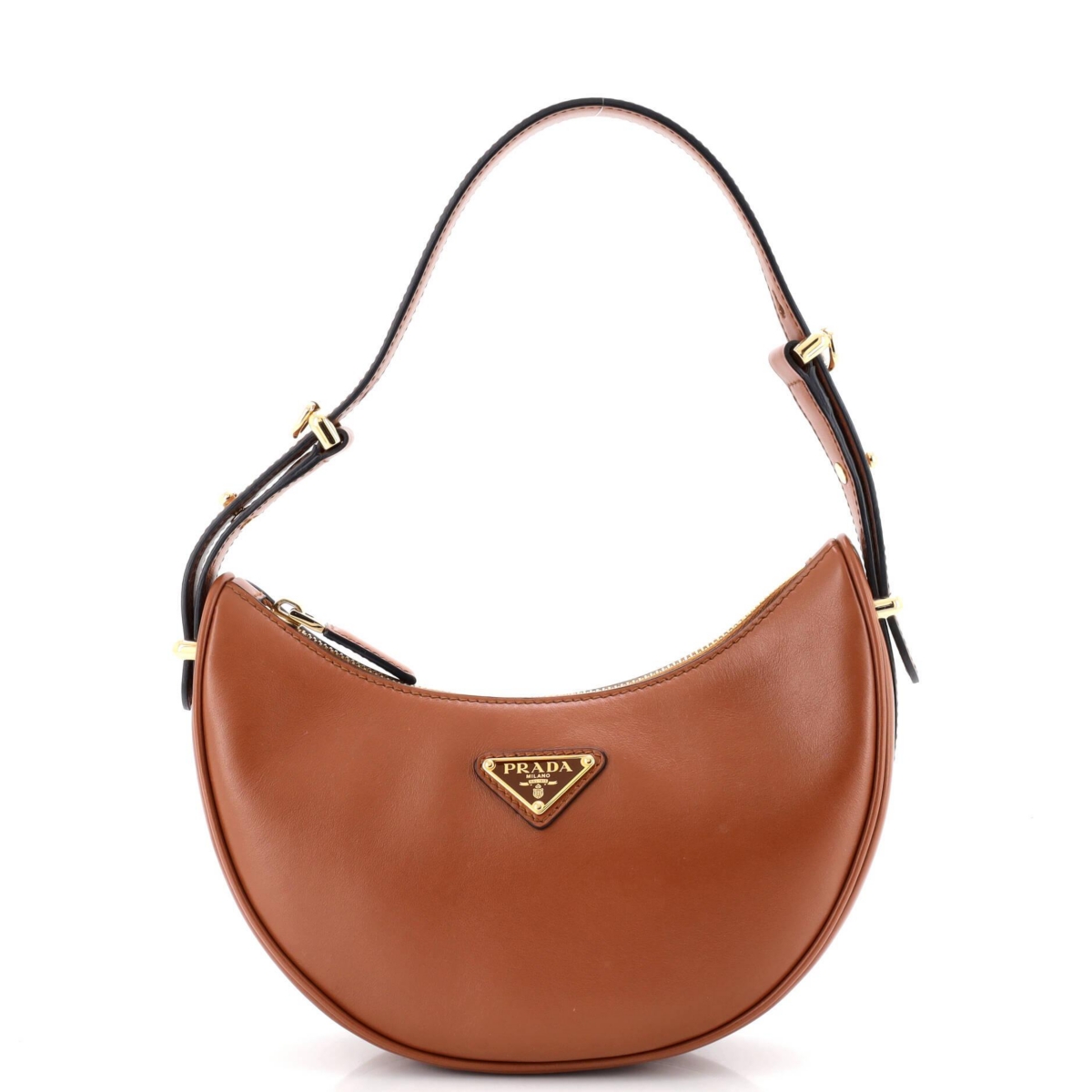 Click here for Pre-Owned Prada Small Arque Half Moon Hobo Leather... prices